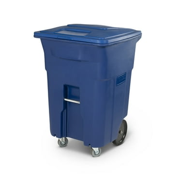 Toter 64 Gallon Outdoor Trash Can with Attached Lid, Rugged Wheels, and ...