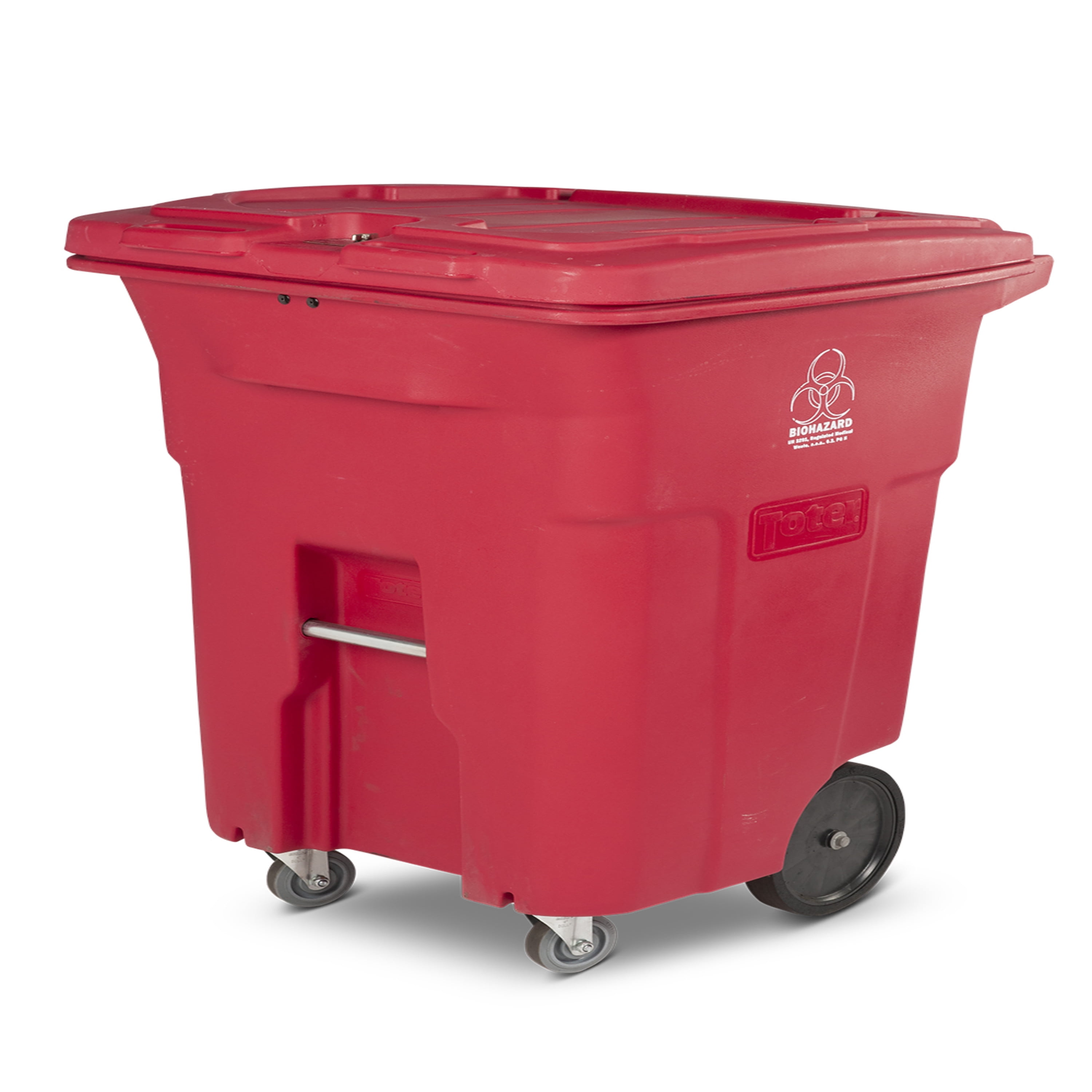 Toter 96 Gal. Red Hazdous Waste Trash Can with Lid Lock and Casters ...