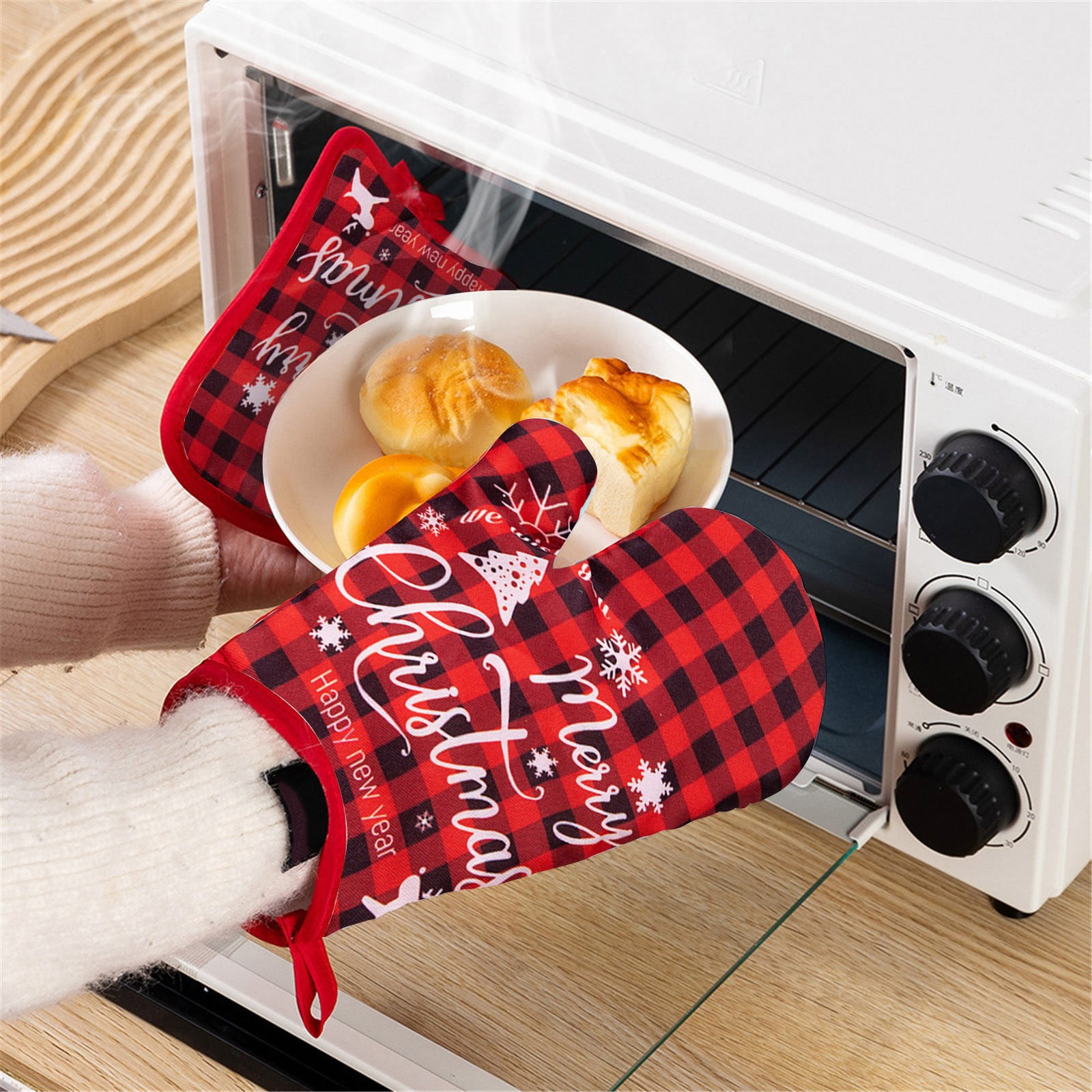 Totil Cute Christmas Oven Mitt Merry Christmas Sets Heat Resistant Oven ...