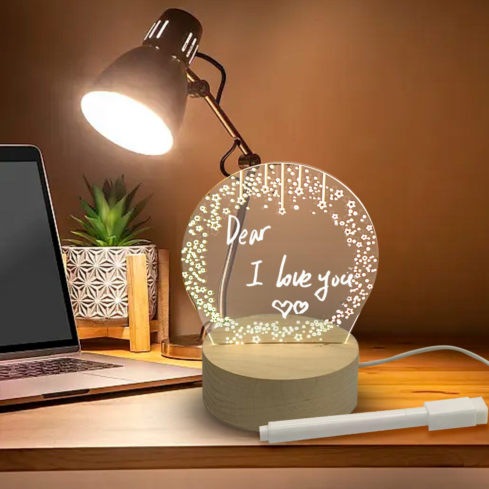 TotilNight Lights DIY Acrylic 3D Night Lamp Creative Gifts Message ...