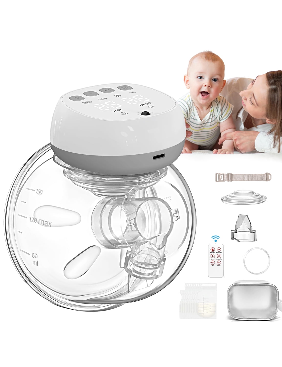 Totmizby Hands Free Wearable Breast Pump - 12 Levels & 3 Modes Electric ...