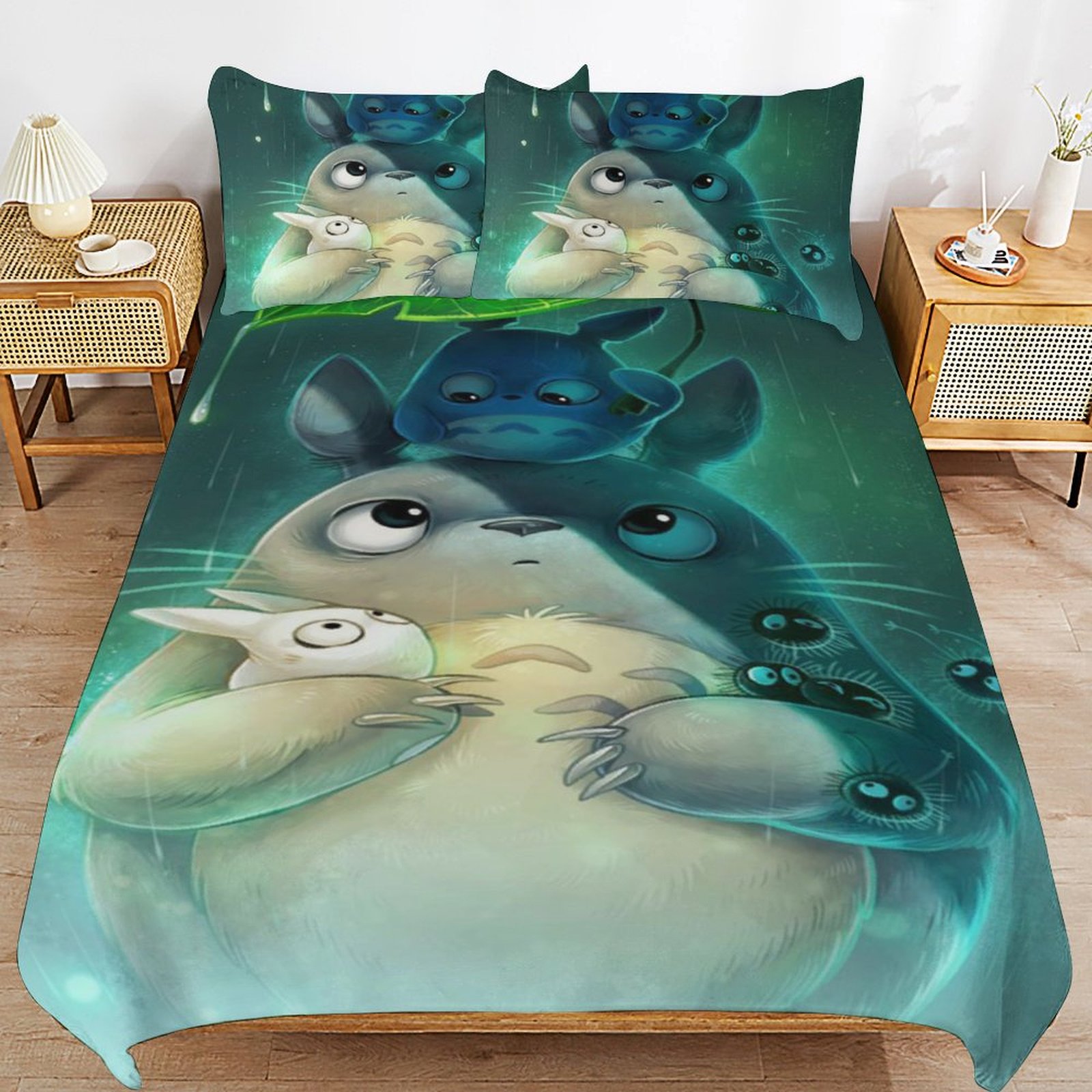 Totoro 3 Piece Anime Comforter Bedding 1 Set Super Soft Quilt Cover ...