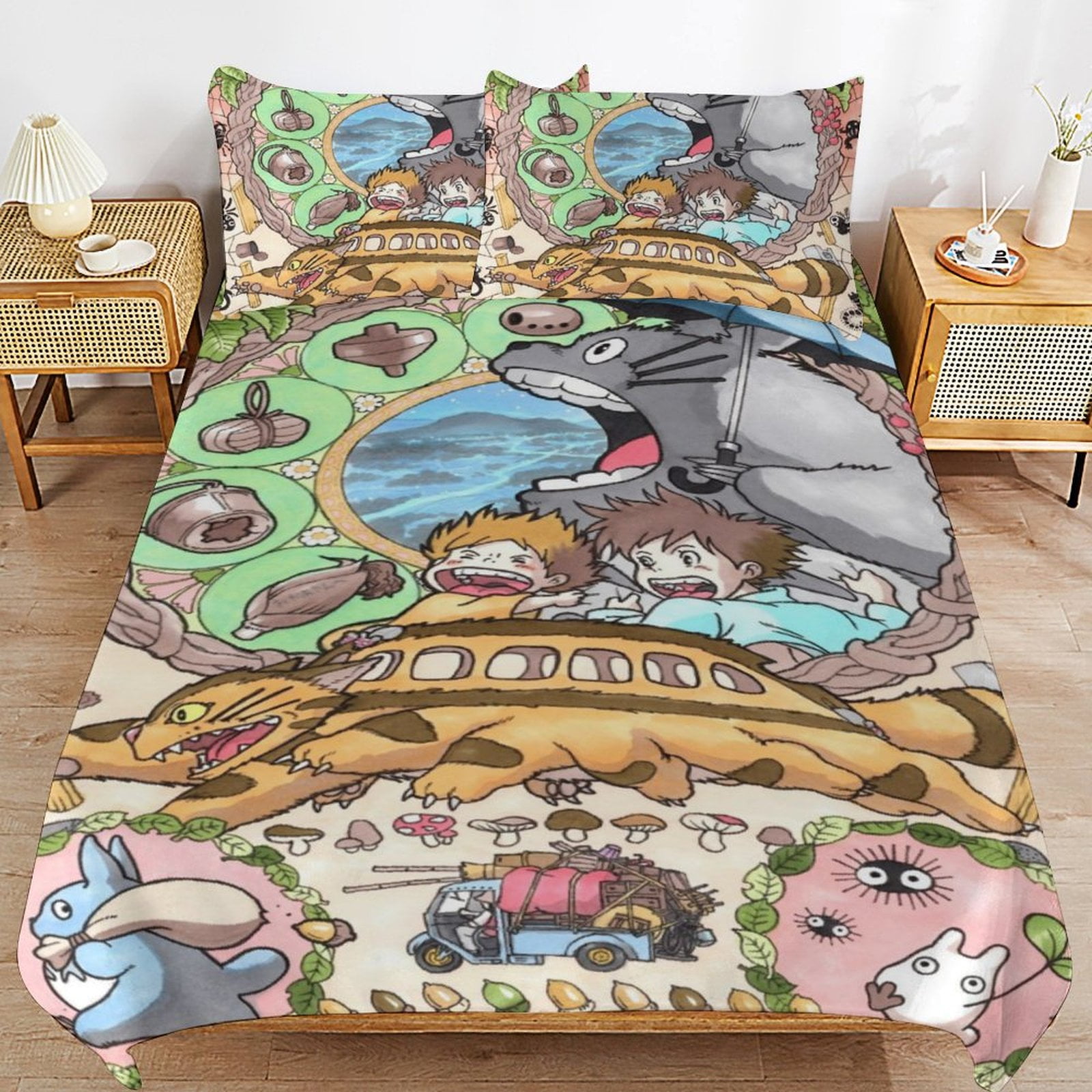 Totoro 3 Piece Anime Comforter Bedding 1 Set Super Soft Quilt Cover ...