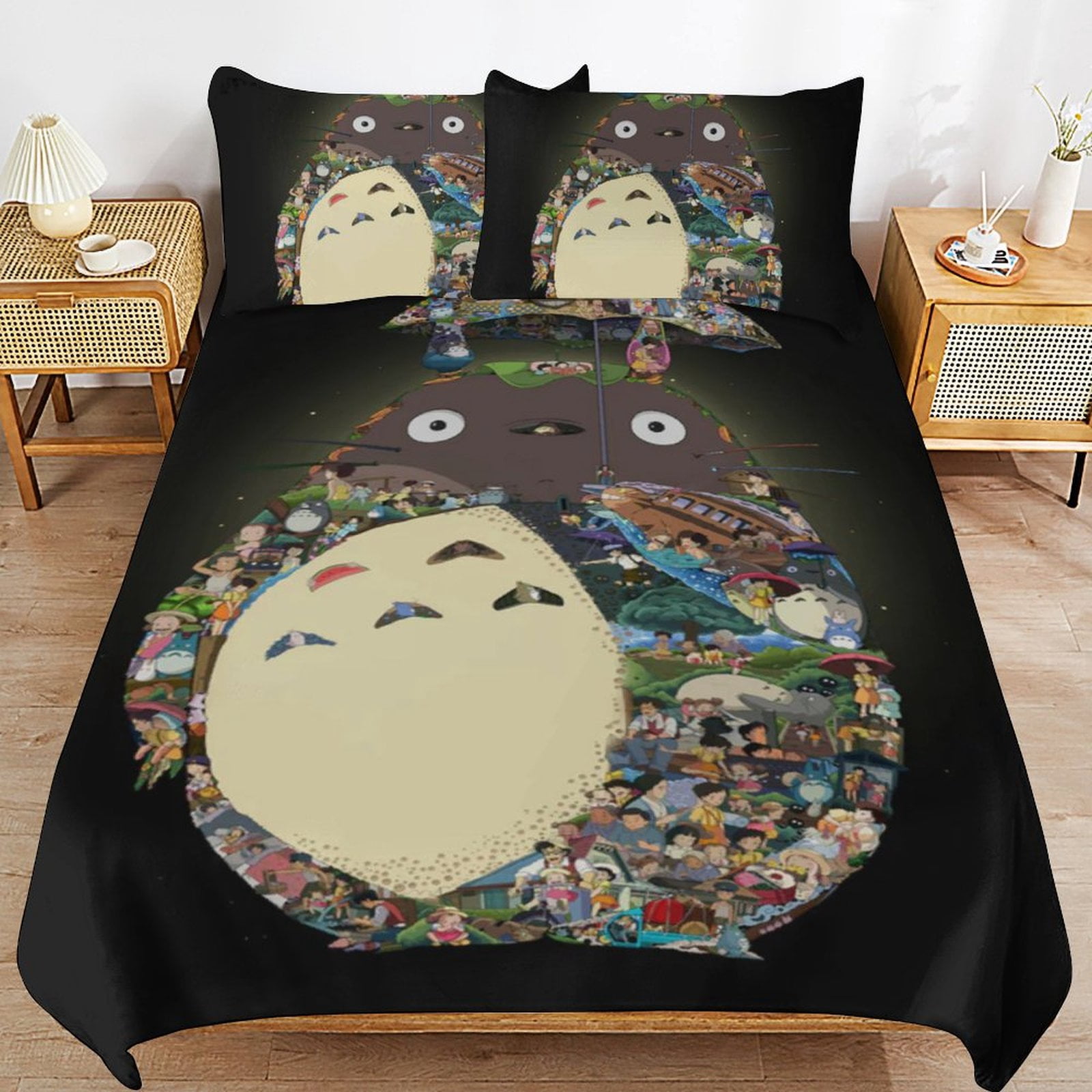 Totoro 3 Piece Anime Comforter Bedding 1 Set Super Soft Quilt Cover ...