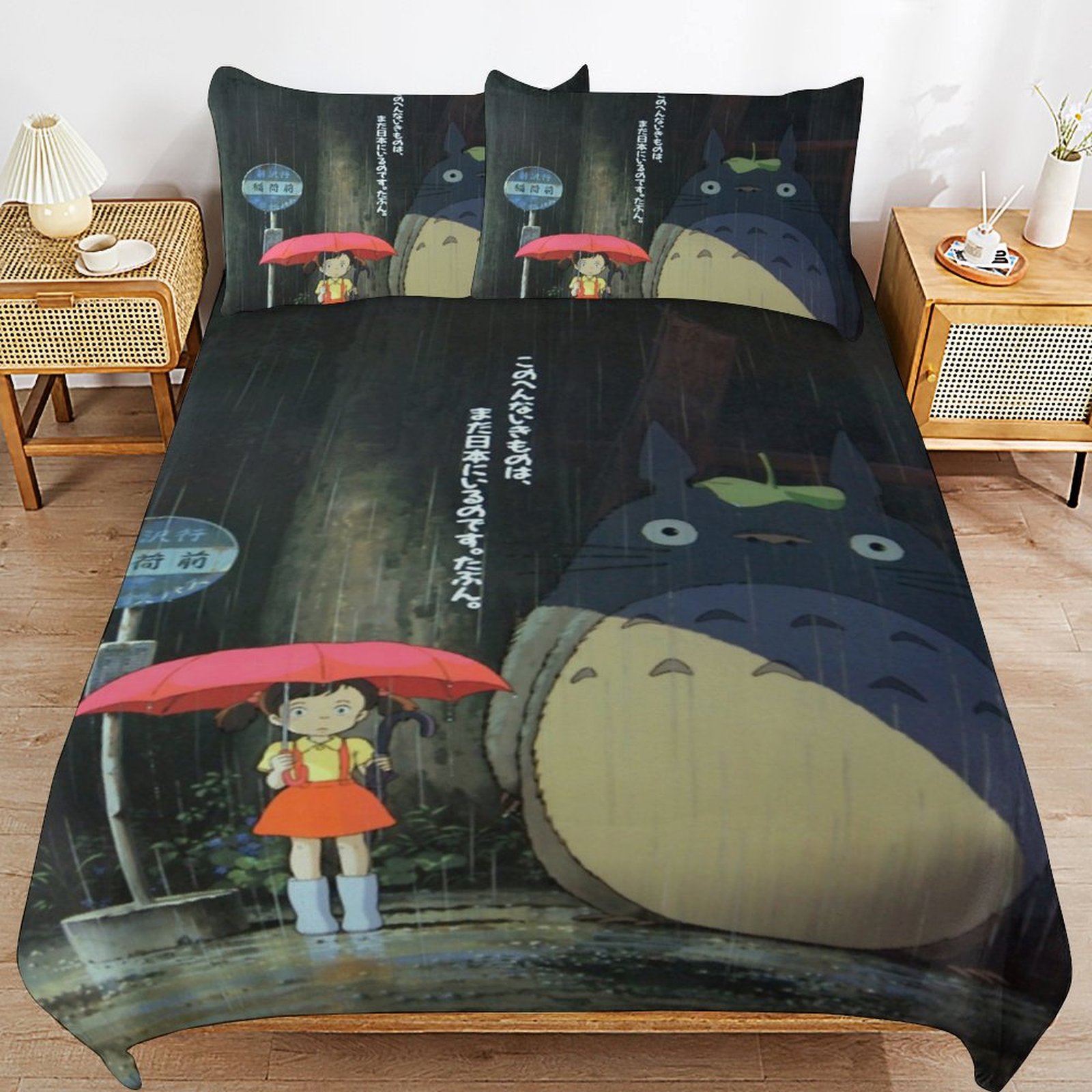 Totoro 3 Piece Anime Comforter Bedding 1 Set Super Soft Quilt Cover ...