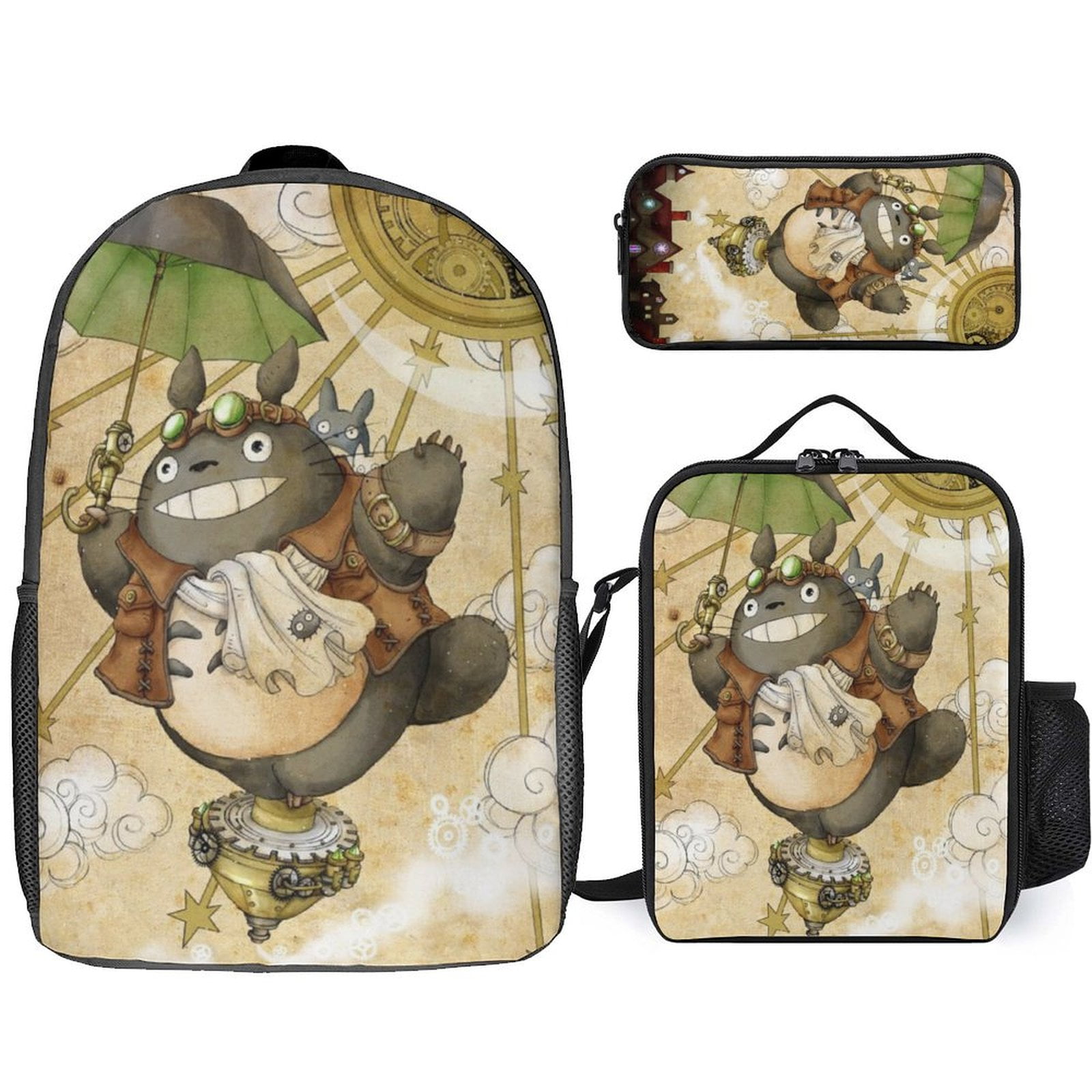 Totoro Backpack Fashion Printed Bookbag Set 3 Piece Set Combination ...