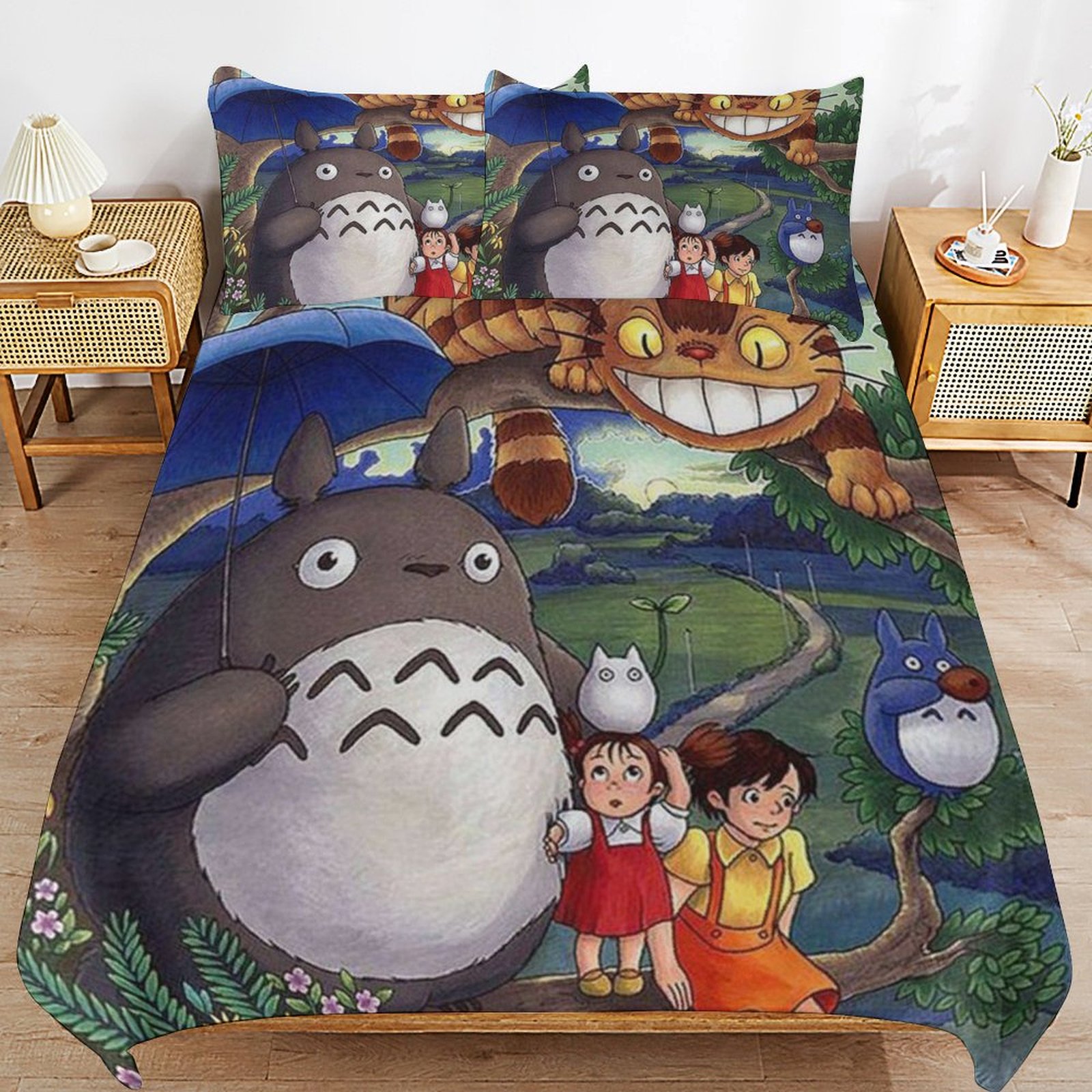 Totoro Comforter Set 3 Pieces Quilt Cover Set Soft Bedding Sets for All ...