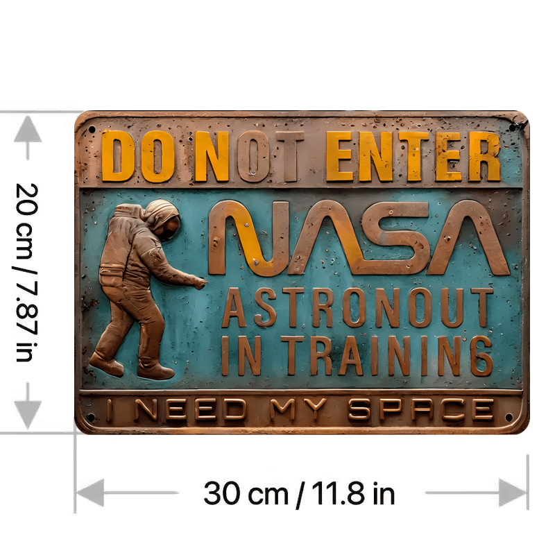 Totoro Hero NASA Astronaut in Training 3D Embossed Effect Metal Tin Sign, Iron Wall Art Decor ...