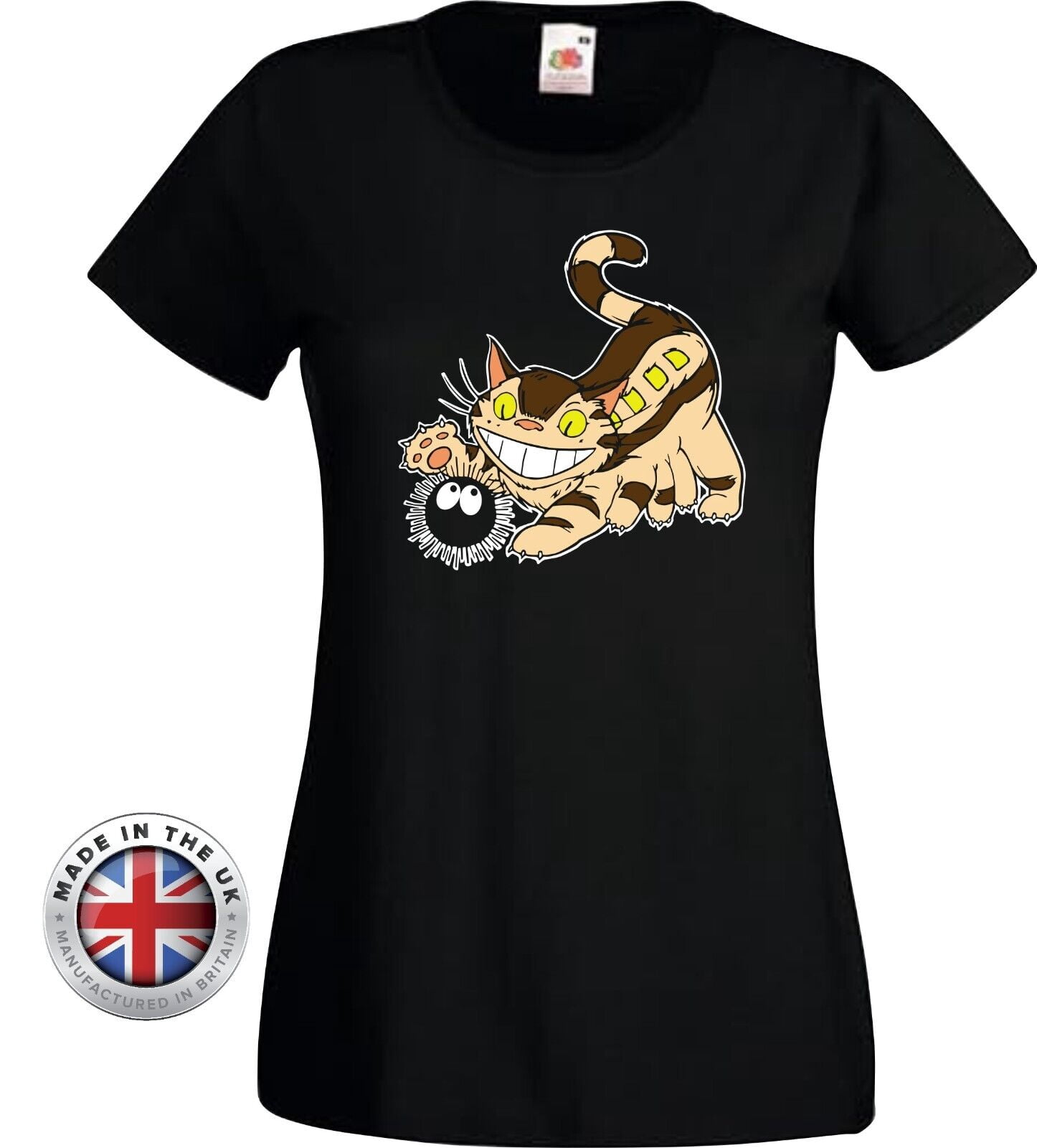 Totoro Inspired Catbus + soot black printed T Shirt, unisex +ladies ...