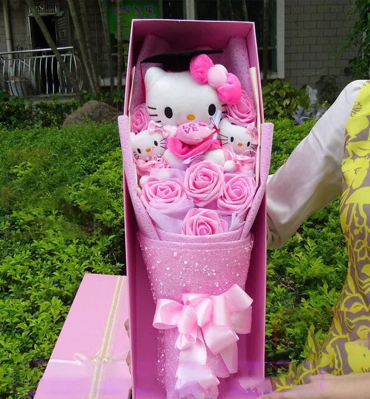 Totoro Plush Stuffed Bouquet Graduation Hello Kitty Hats Gift Box Doll ...