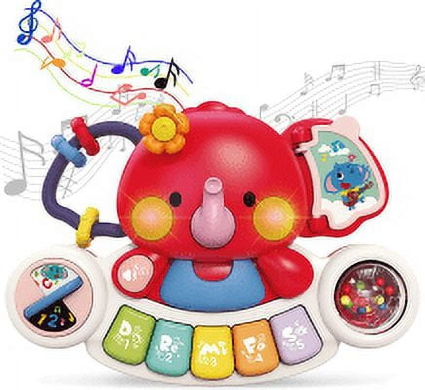 Totowood Musical Infant Learning Tunes Elephant Toy, Light Up Piano ...
