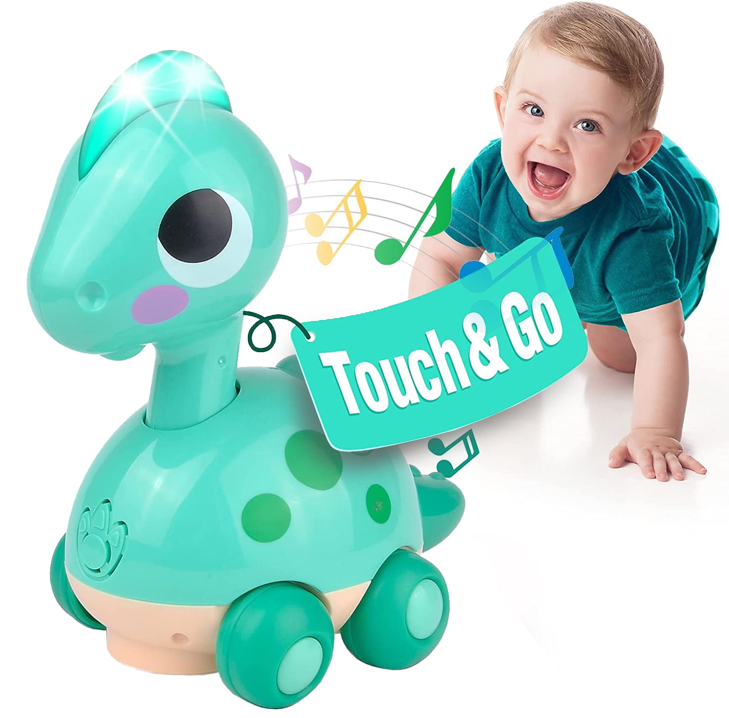 Totowood Musical Crawling Dinosaur Toy for 1-3 Year-Old Boys and Girls ...
