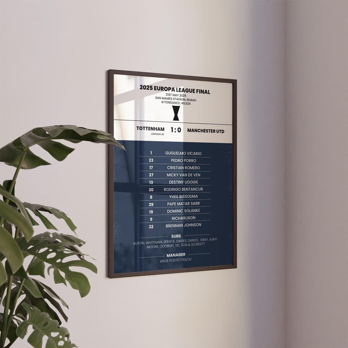 Tottenham Spurs 2025 Europa League Final Winners Match Art Poster ...