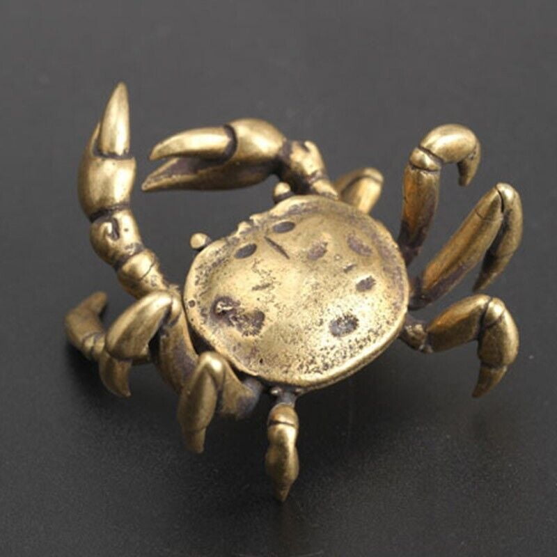 Totyc 1x Solid Copper Crab Miniature Figurine Brass Statue Vintage Desk ...