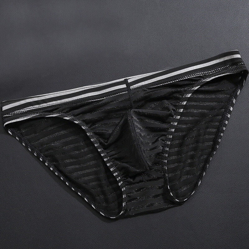 Totyc Hot&Sexy Mens Mesh Sheer Striped Underwear Boxers Briefs Thong ...