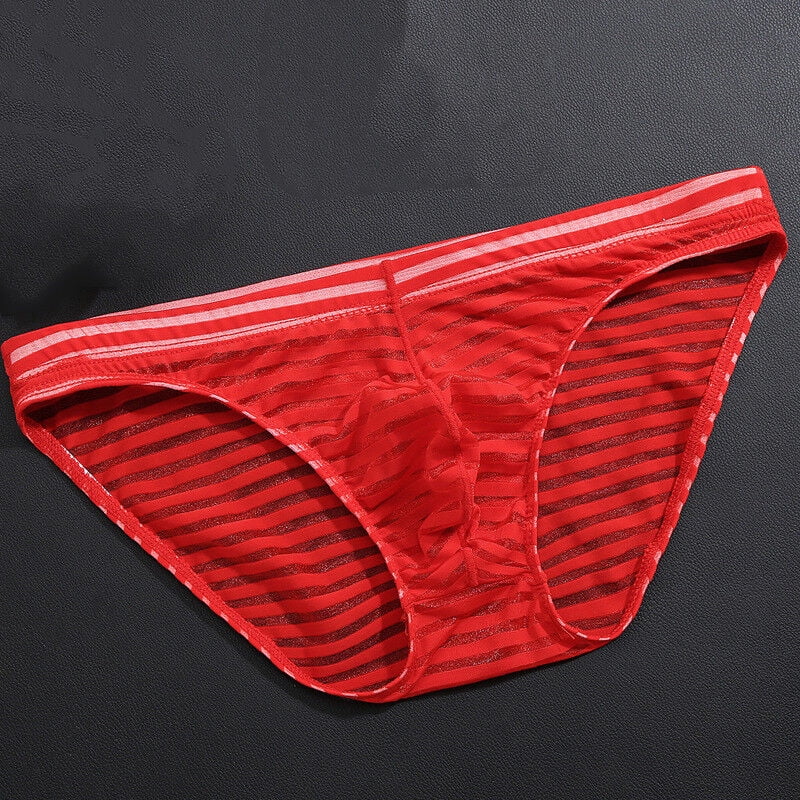 Totyc Hot&Sexy Mens Mesh Sheer Striped Underwear Boxers Briefs Thong ...