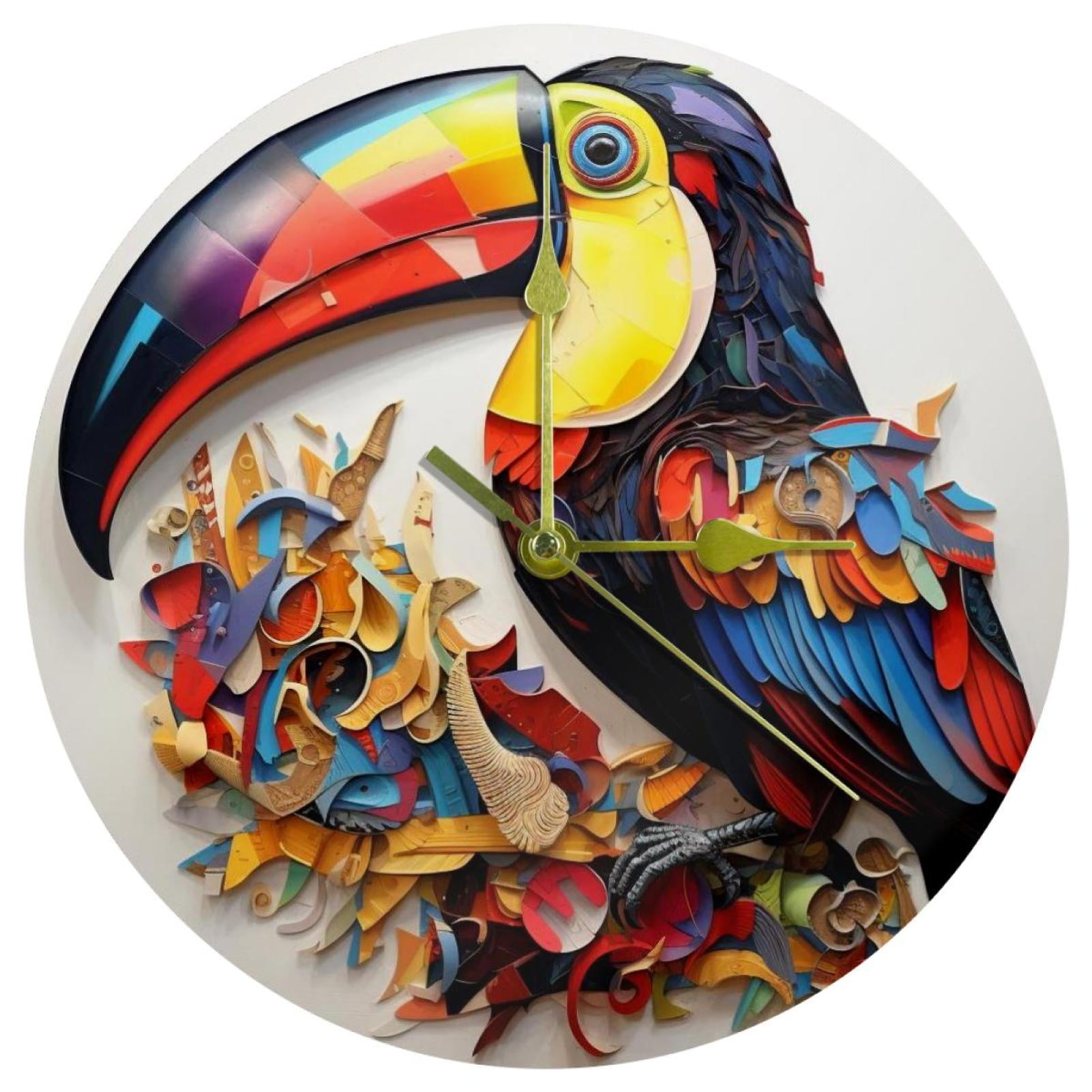 Toucan 9.8 Inch Round Acrylic Wall Clock - Silent Non Ticking Battery ...
