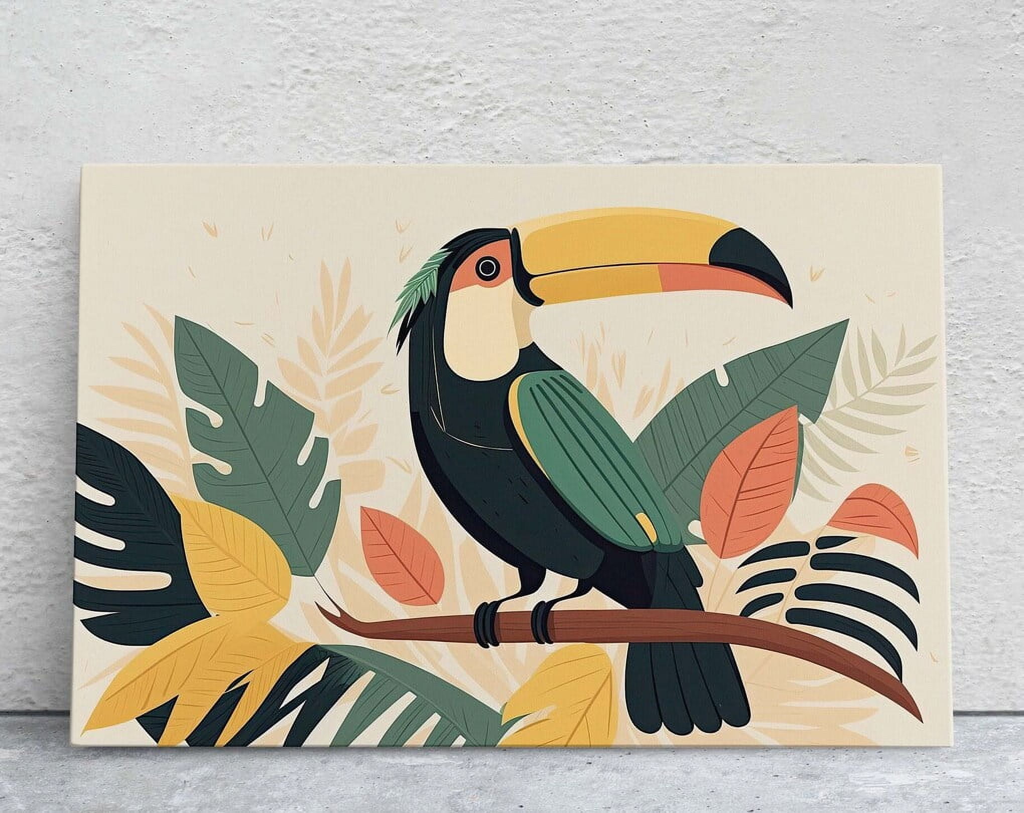 Toucan Boho Minimalist, Bird Art Deco, Mid Century Modern, Art Large ...