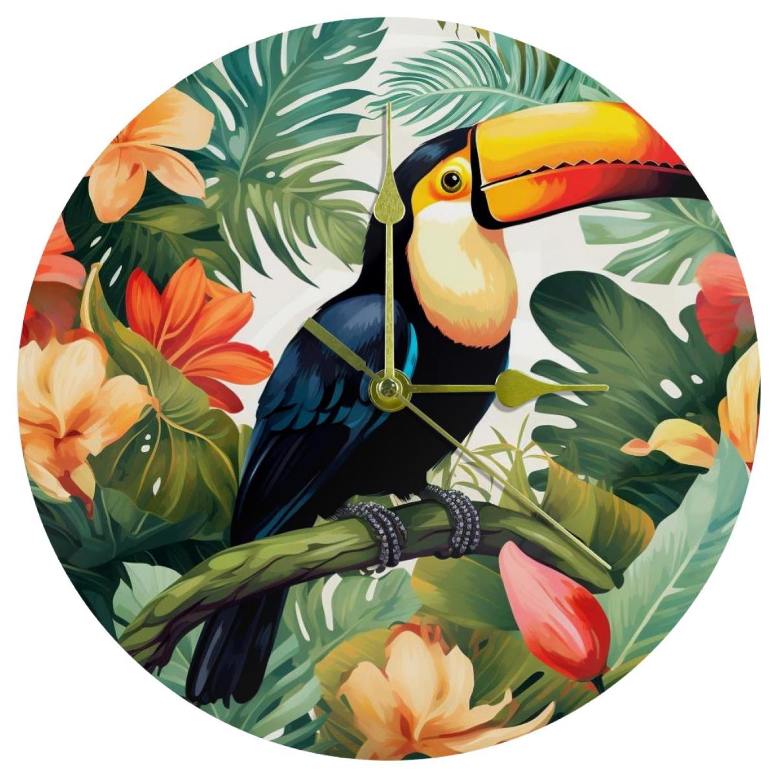 Toucan Circular Acrylic Wall Clock – Contemporary Design, Silent ...