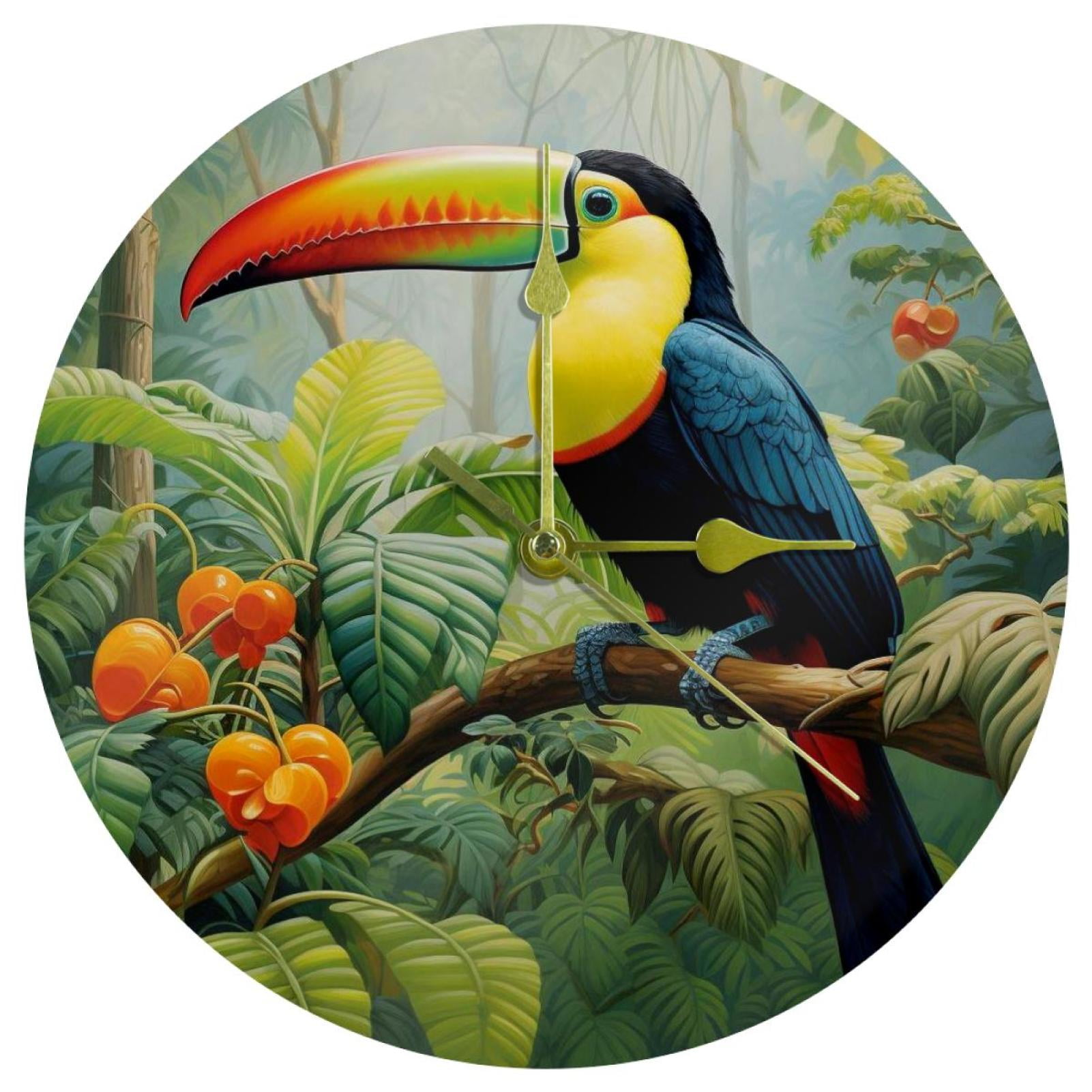 Toucan Circular Acrylic Wall Clock - Elegant Timepiece for Home Décor ...