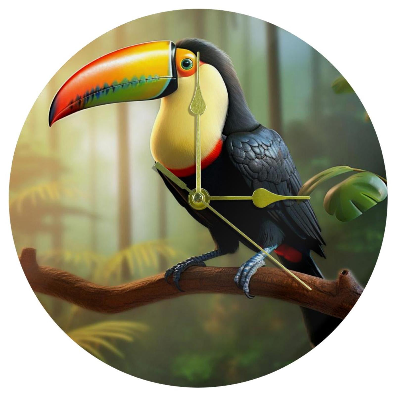 Toucan Circular Acrylic Wall Clock - Elegant Timepiece with Sturdy ...