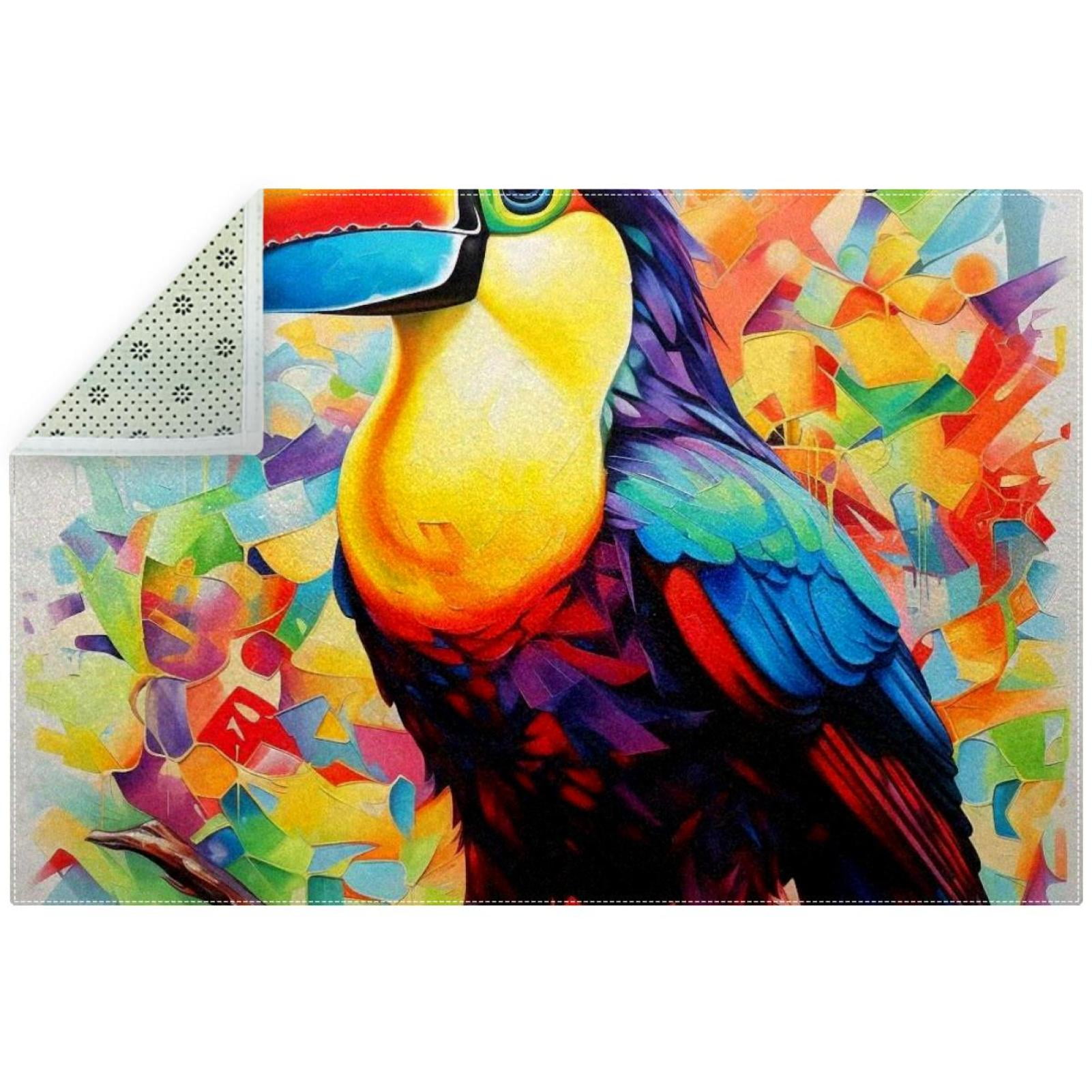 Toucan Elegant Gray Polyester Area Rug with Right-Angle Design for ...