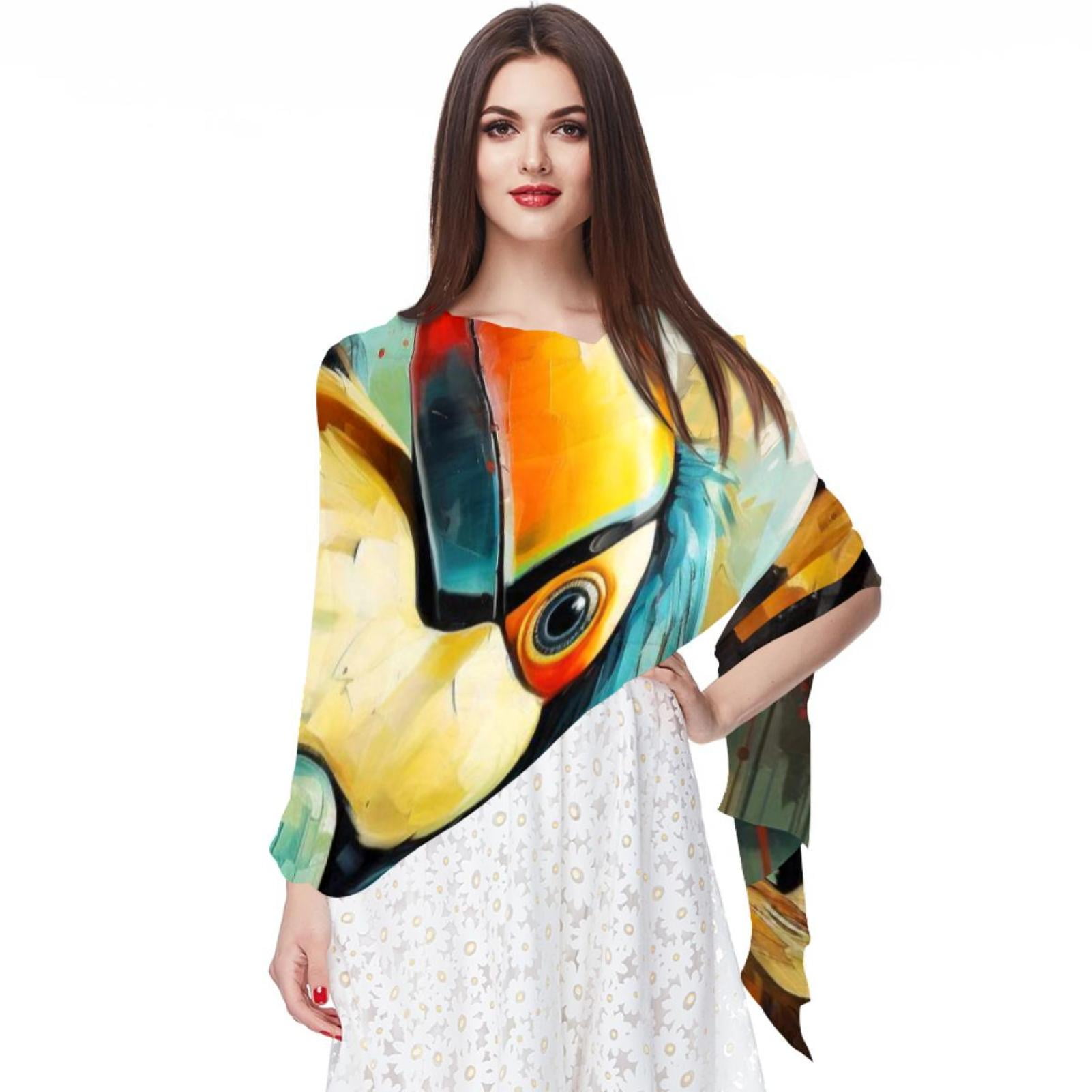 Toucan Elegant Silk Scarf - Translucent Chiffon Yarn - Lightweight and ...