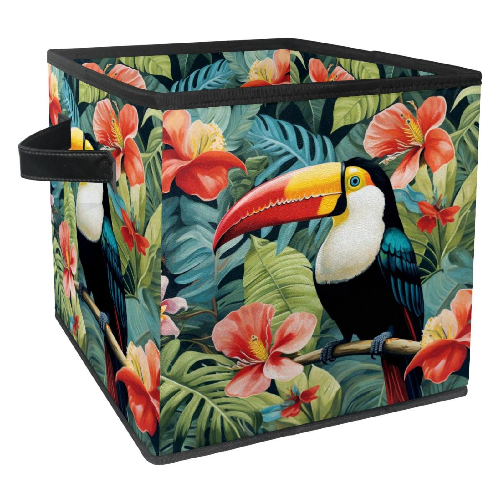 Toucan Foldable Toy Box with Handle, 10.8"x10.5"x10.6", Large Capacity ...