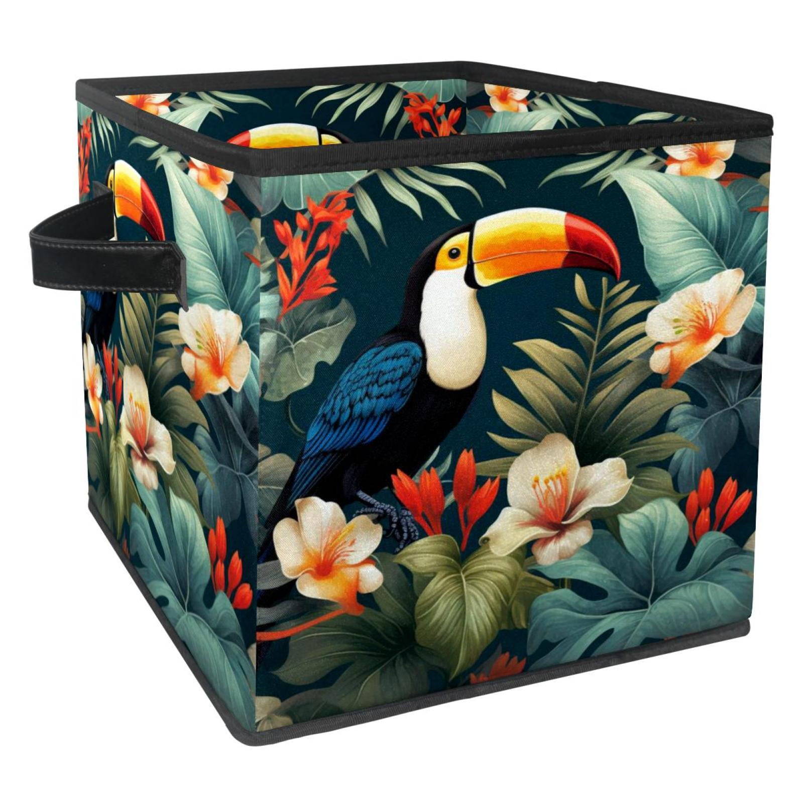 Toucan Foldable Toy Box with Handle, 10.8"x10.5"x10.6", Large Capacity ...