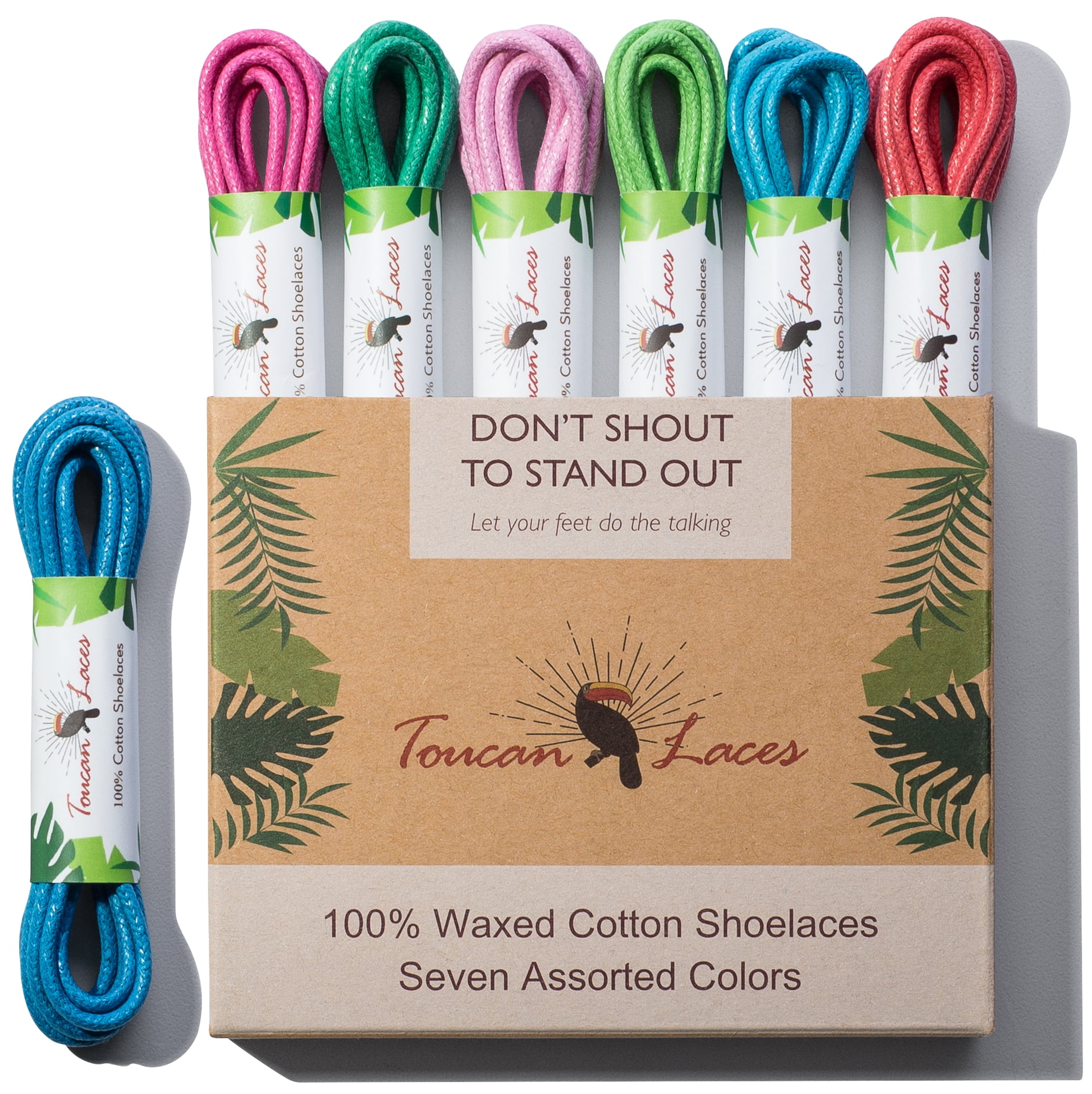 Toucan Laces Dress Shoe Laces | 7 Pairs Cotton Round Waxed Shoelaces ...