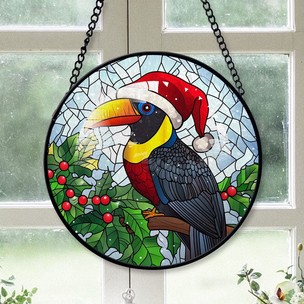 Toucan Ornament Christmas 2025, Toucan Stained Glass Window Panel ...