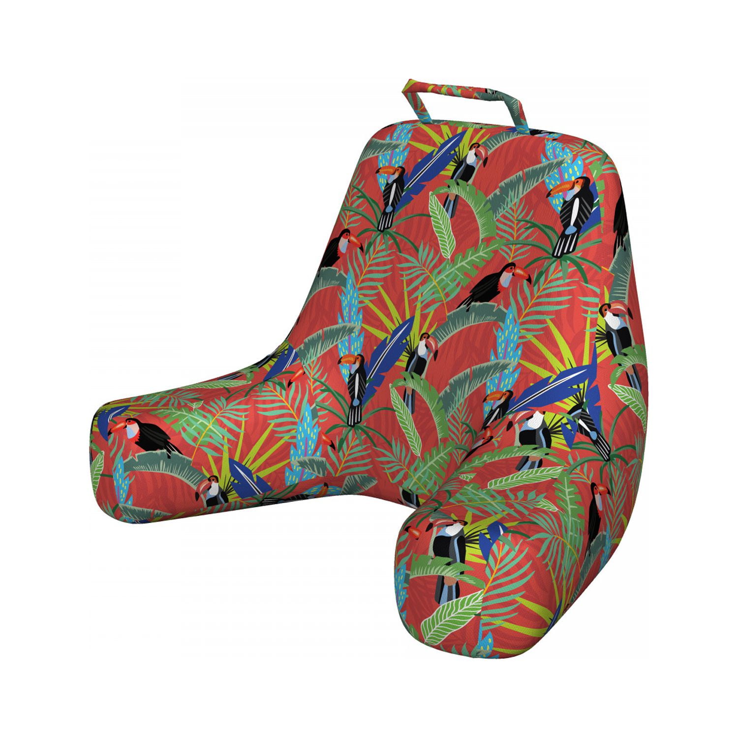 Toucan Reading Pillow Cover, Tropical Birds Sitting on Rainforest Tree ...