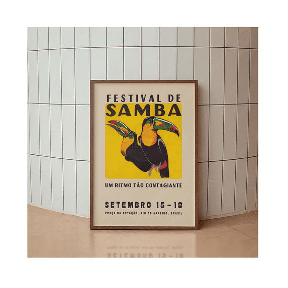 Toucan Samba Festival Poster Vintage Mid Century Modern Art Retro ...