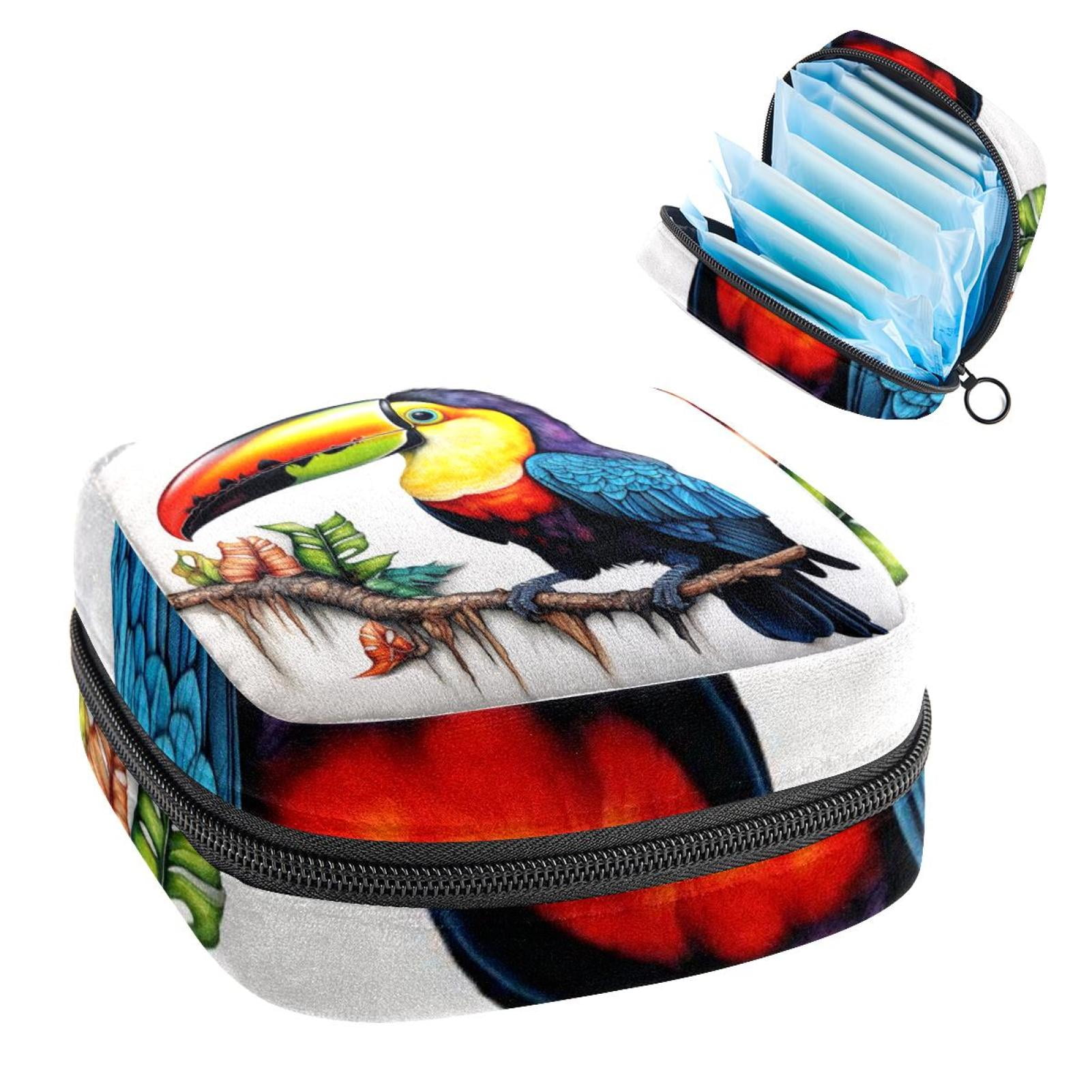 Toucan Sanitary Napkin Pouch Bag with Plush Fabric, Sponge, and Oxford ...