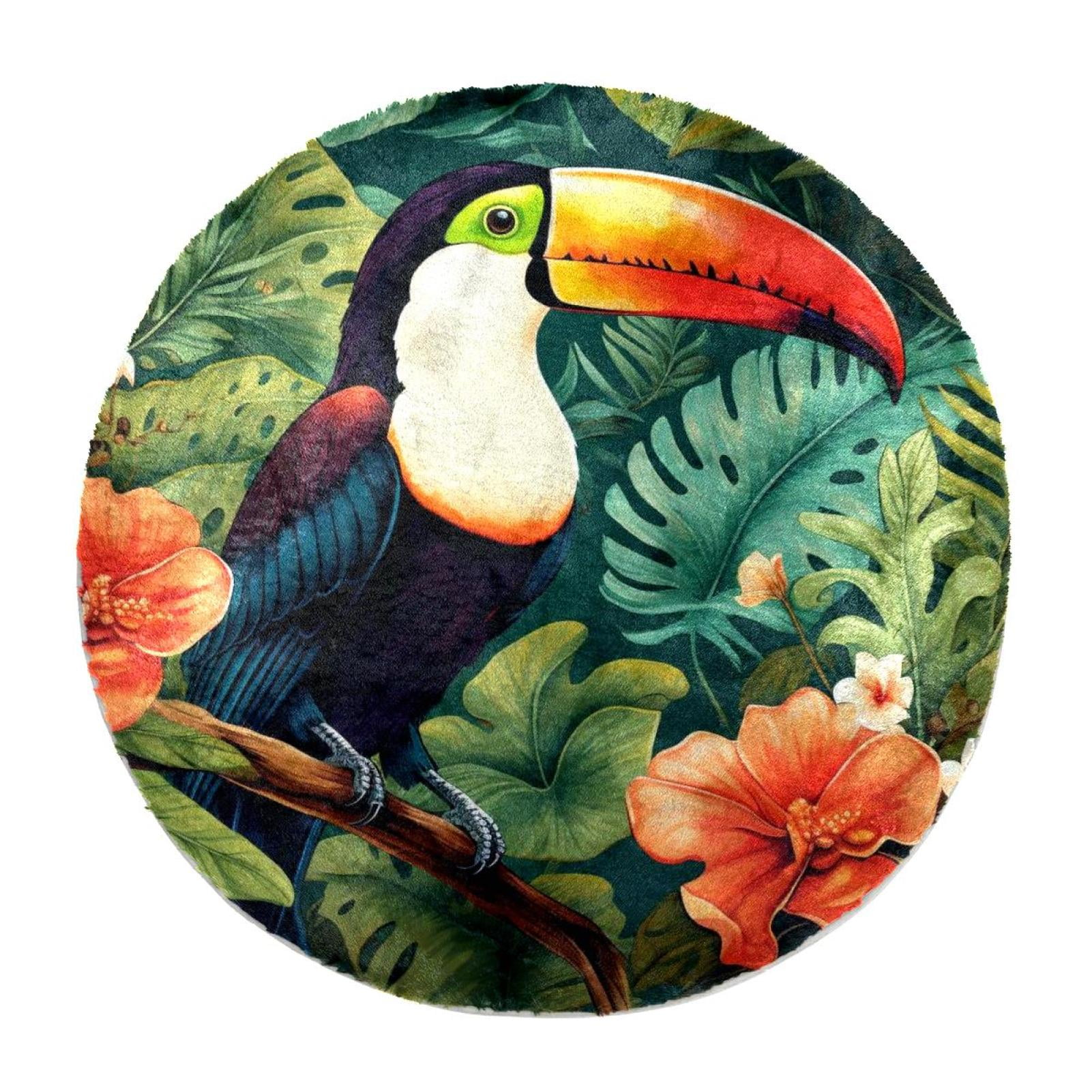 Toucan Soft Round Rug, Fluffy Furry Circle Rug for Teens Kids Baby ...