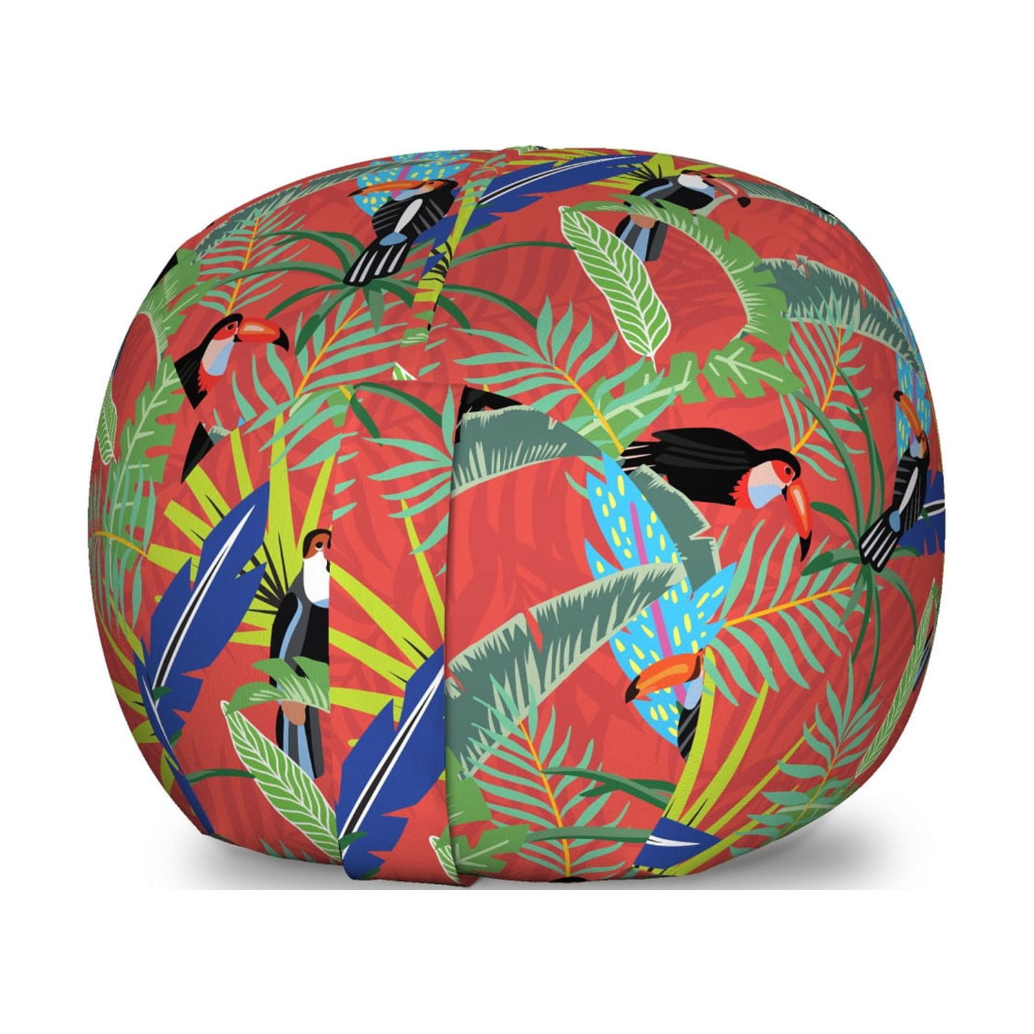 Toucan Storage Toy Bag Chair, Tropical Birds Sitting on Rainforest Tree ...