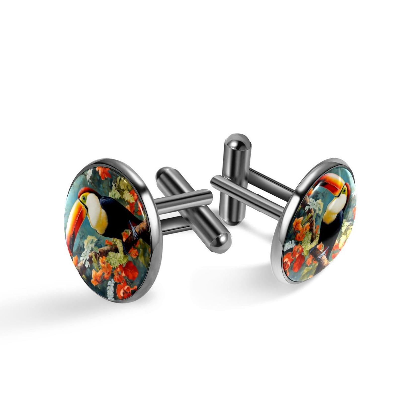 Toucan Stylish Men's Cufflink Set for Formal Attire, Made of Stainless ...