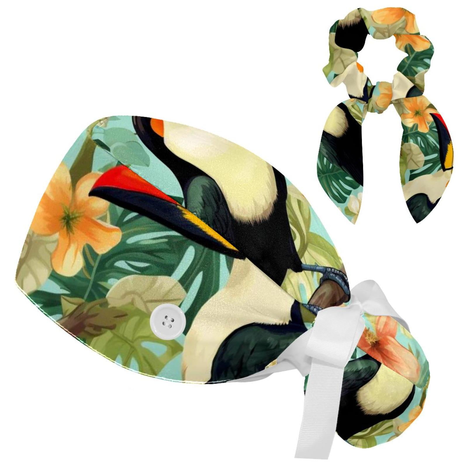 Toucan Surgical Cap with Bow Hair Matching Scrunchy/ Bow Hair Matching ...