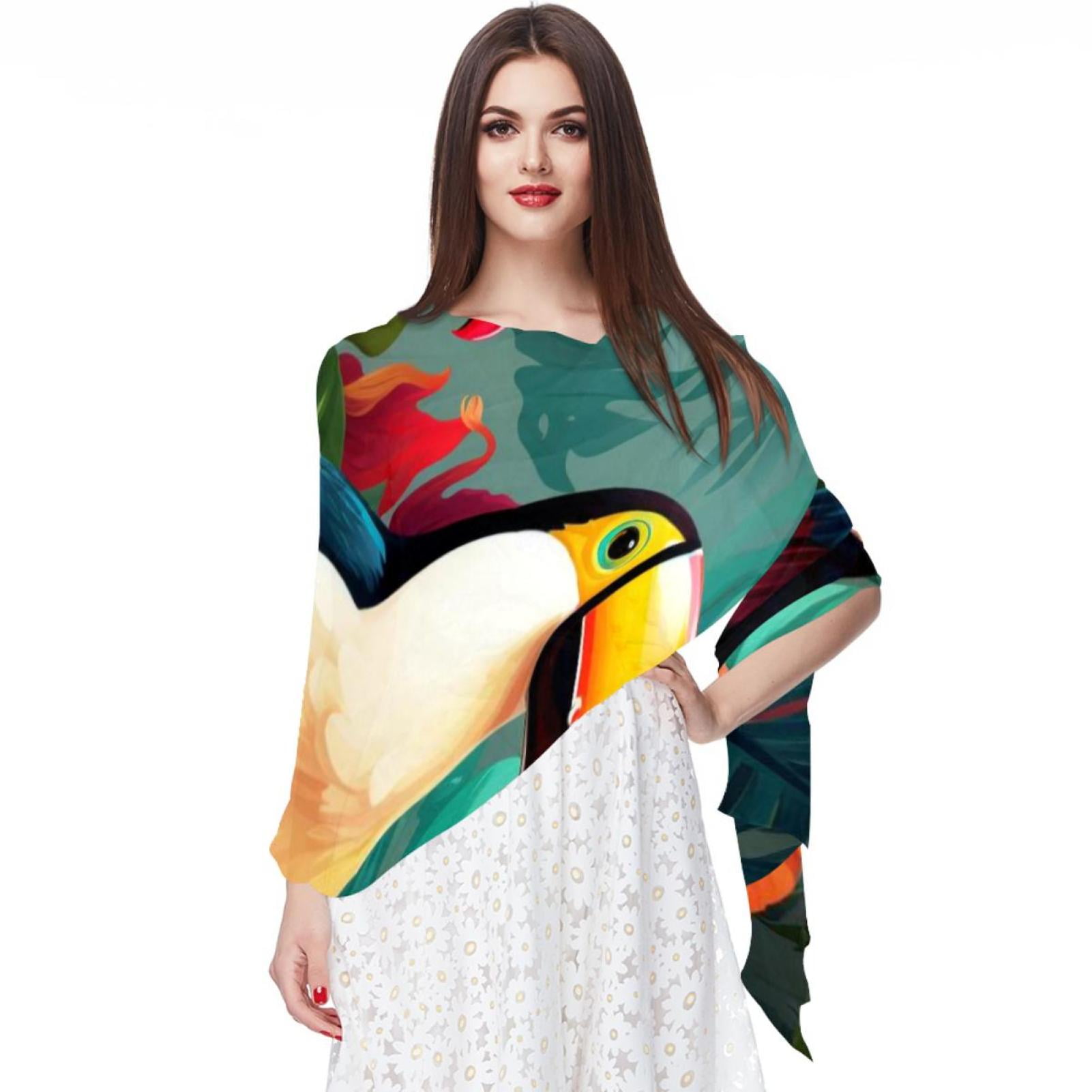Toucan Translucent Chiffon Yarn Silk Scarf - Light Breathable Material ...