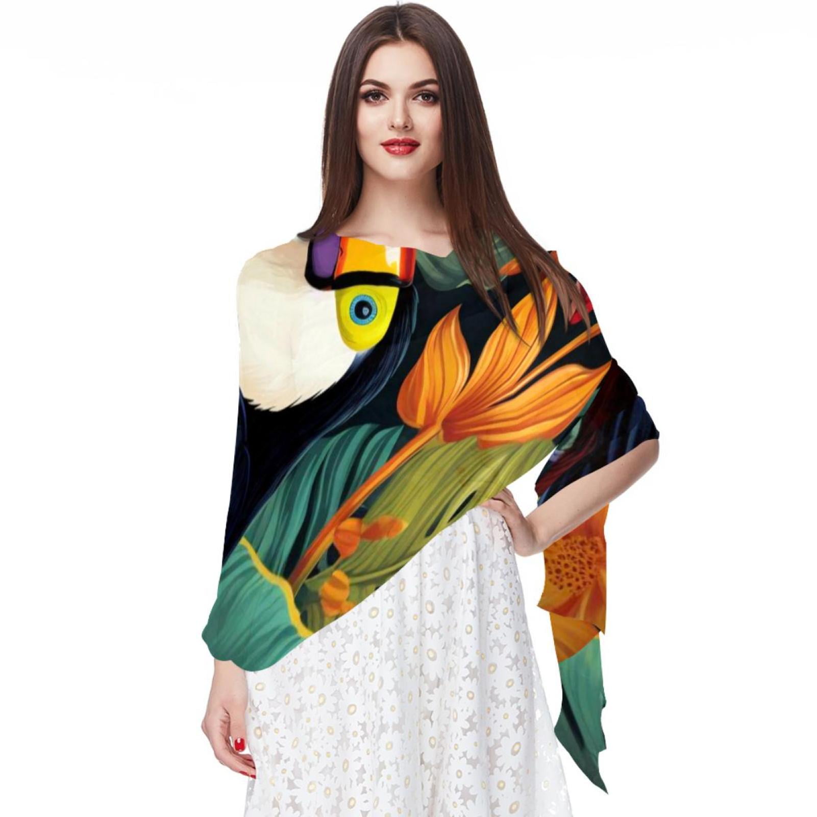 Toucan Translucent Chiffon Yarn Silk Scarf - Lightweight and Breathable ...