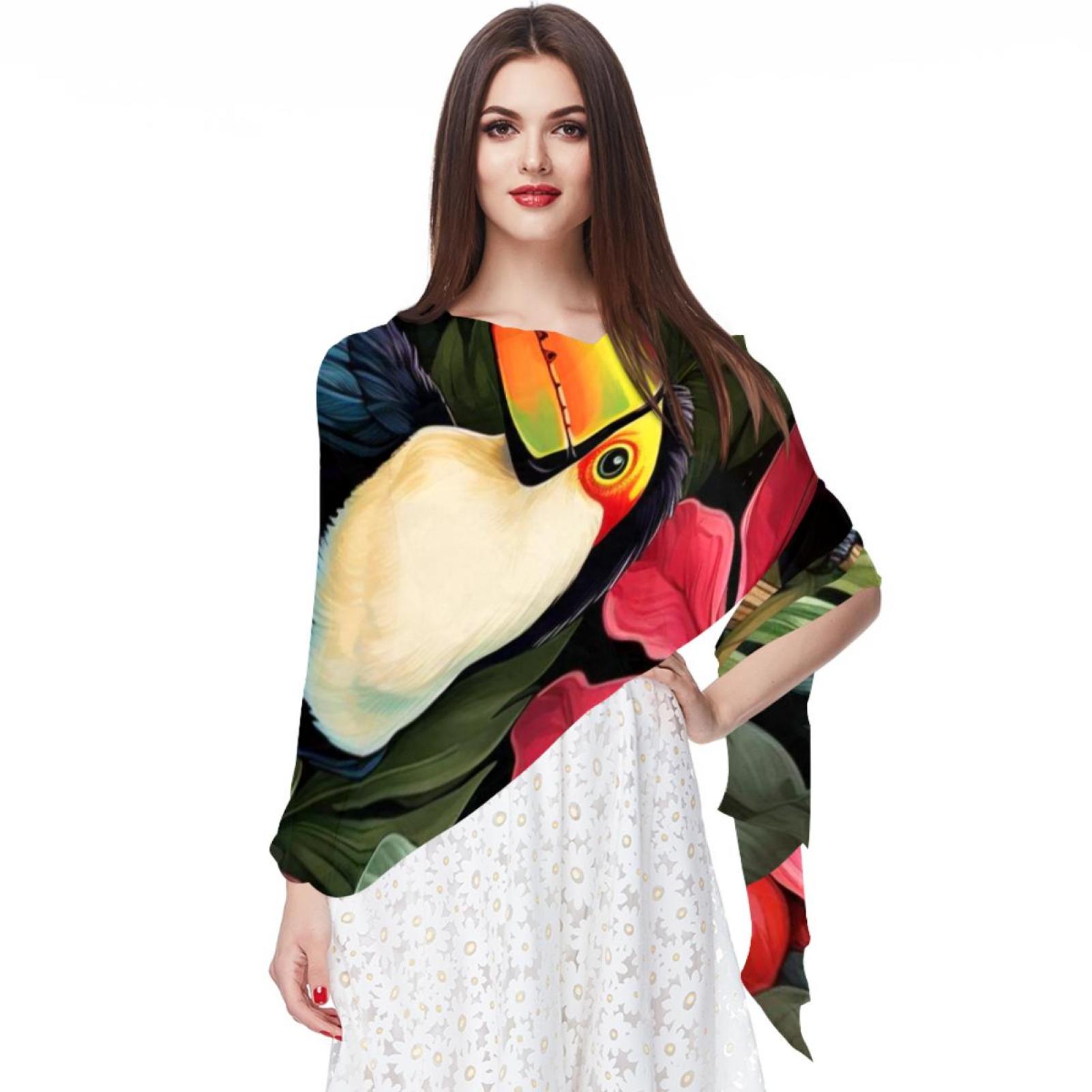 Toucan Translucent Chiffon Yarn Silk Scarf - Lightweight and Breathable ...