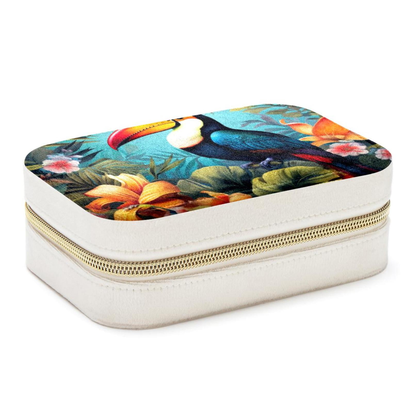 Toucan Velvet Portable Travel Organizer Box with Removable Compartment ...