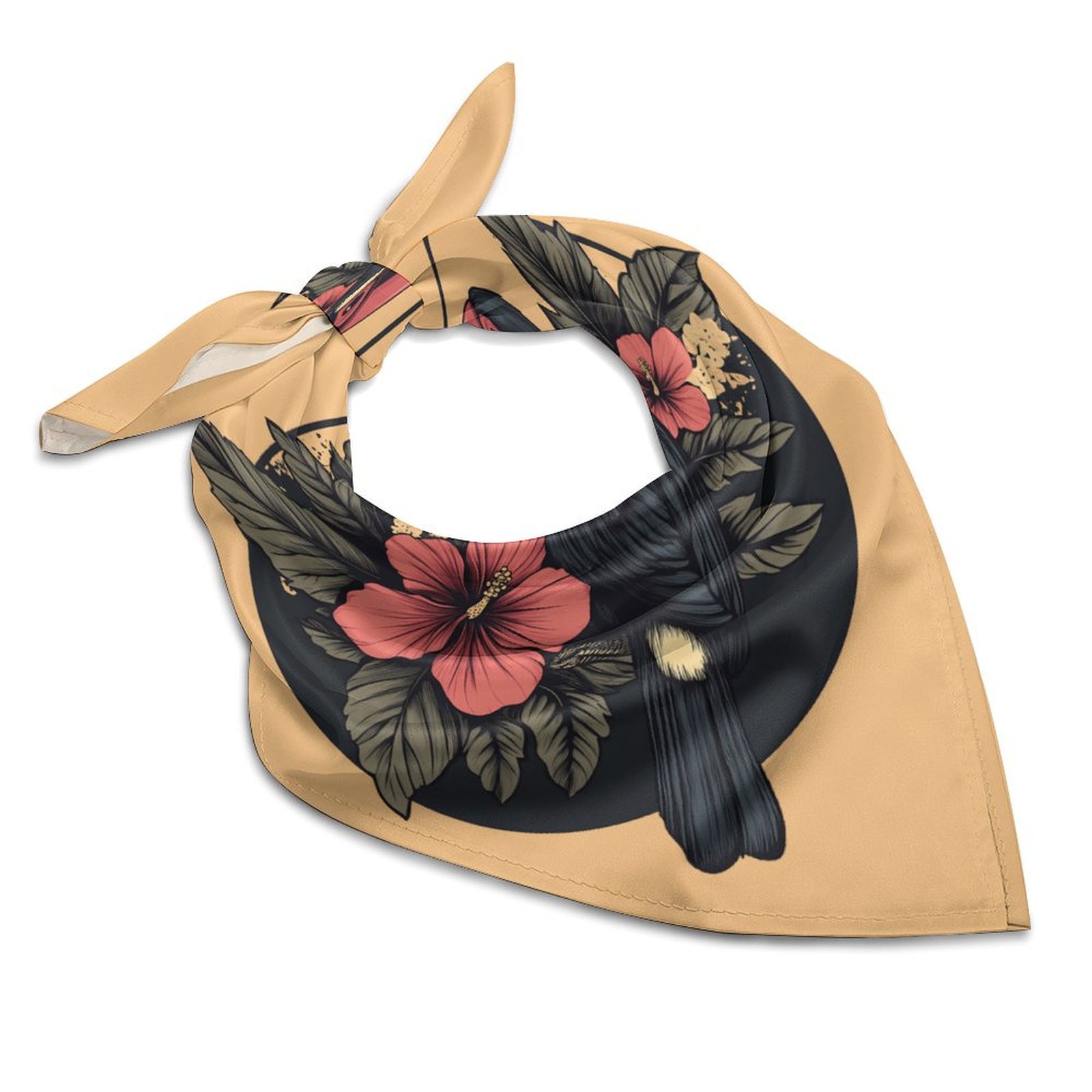 Toucan With Hibiscus Flowers Women's Satin Square Silk-like Hair ...