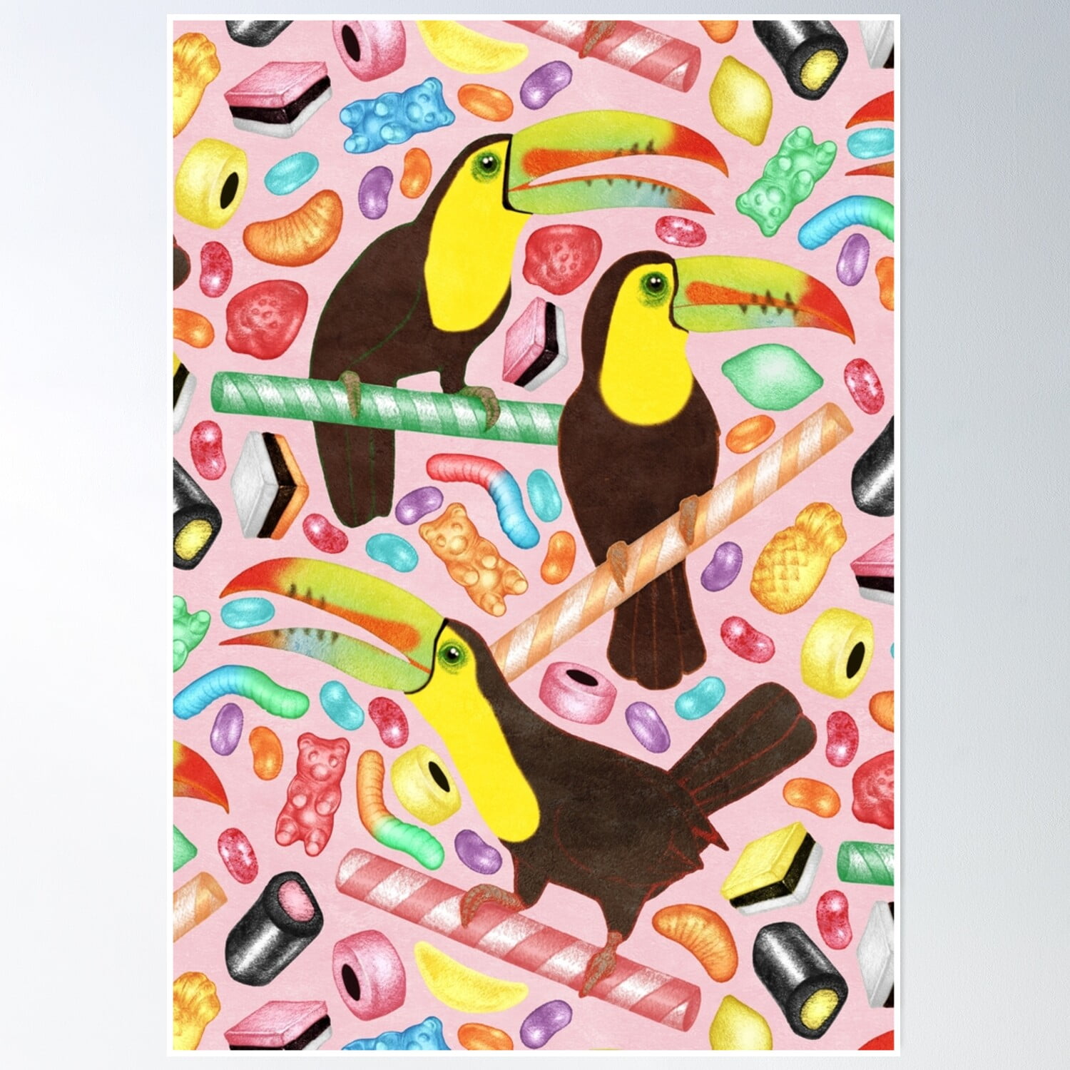 Toucandy - A Sugary Paradise With Jelly Beans And Licorice Surround Tropical Toucans On Candy ...