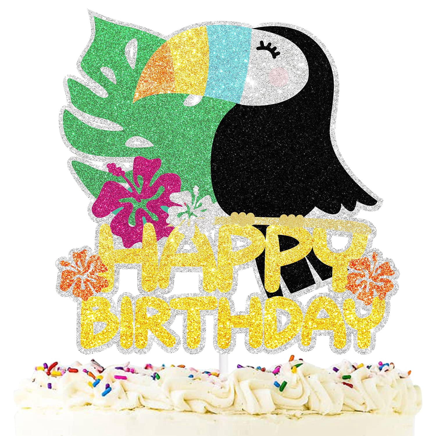 Toucans Happy Birthday Cake Topper - Tropical MDH1Bird Theme Boy girl ...