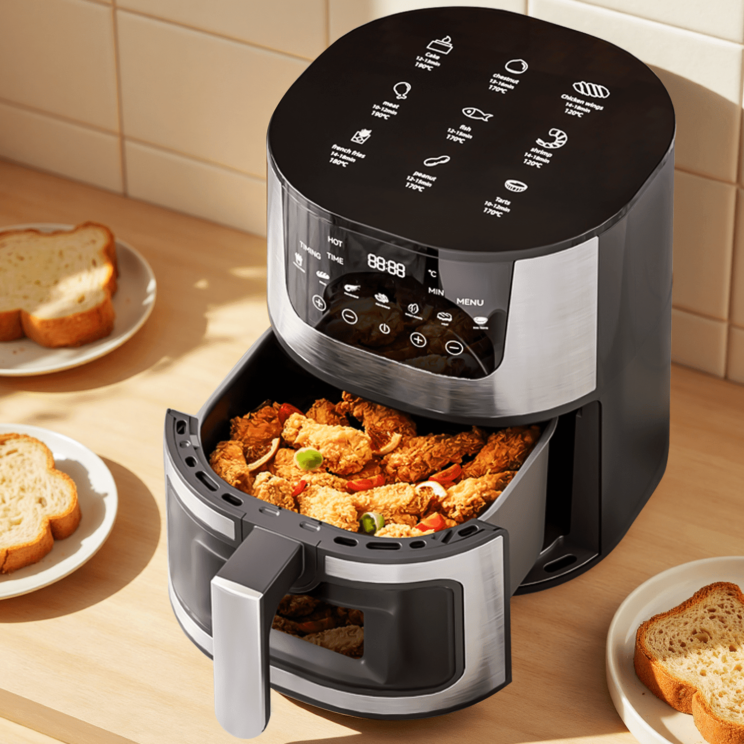 Touch Air Fryer, Upgraded Air Fryer With 8 One-Touch Preset Functions ...