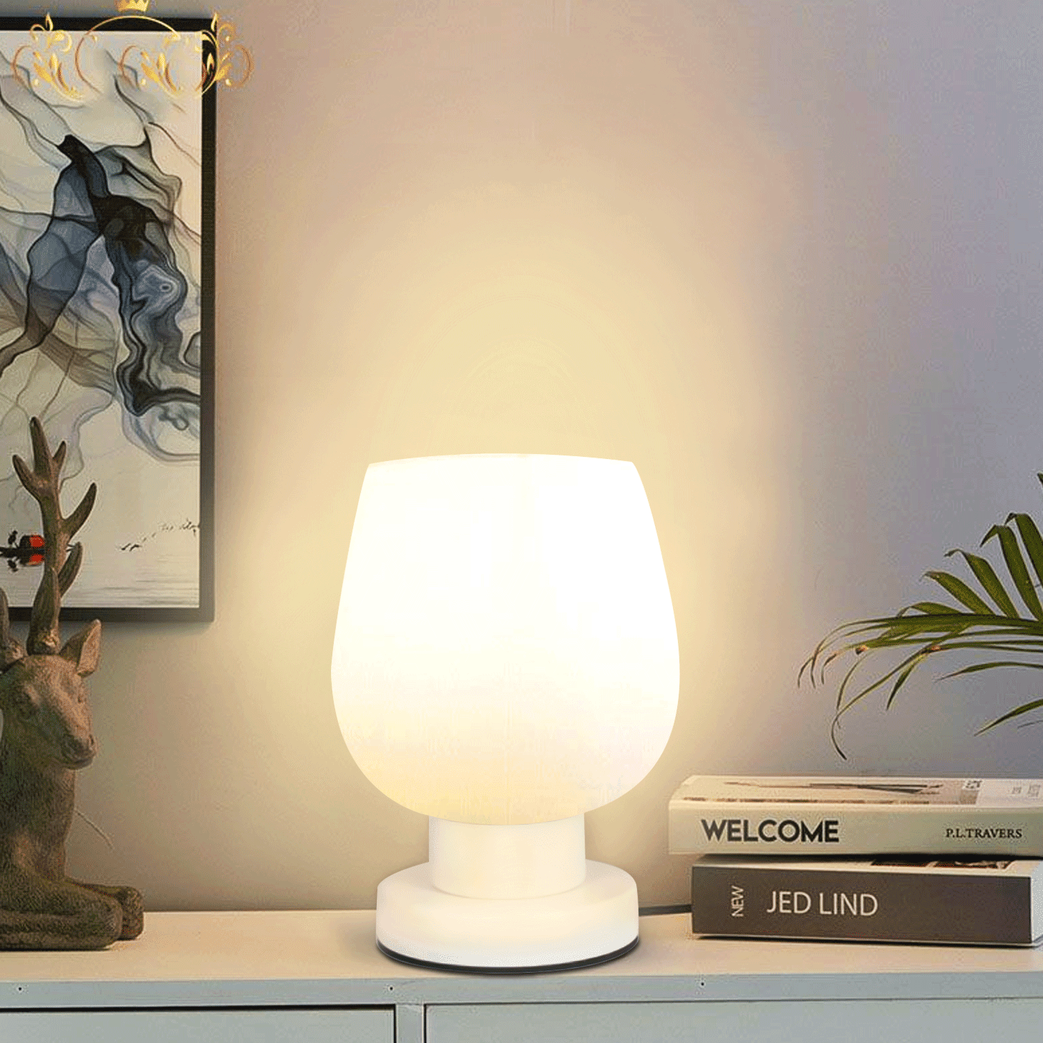 Huatek Touch Bedside Lamps, USB Ports, 3 Way Dimmable LED Nightstand ...