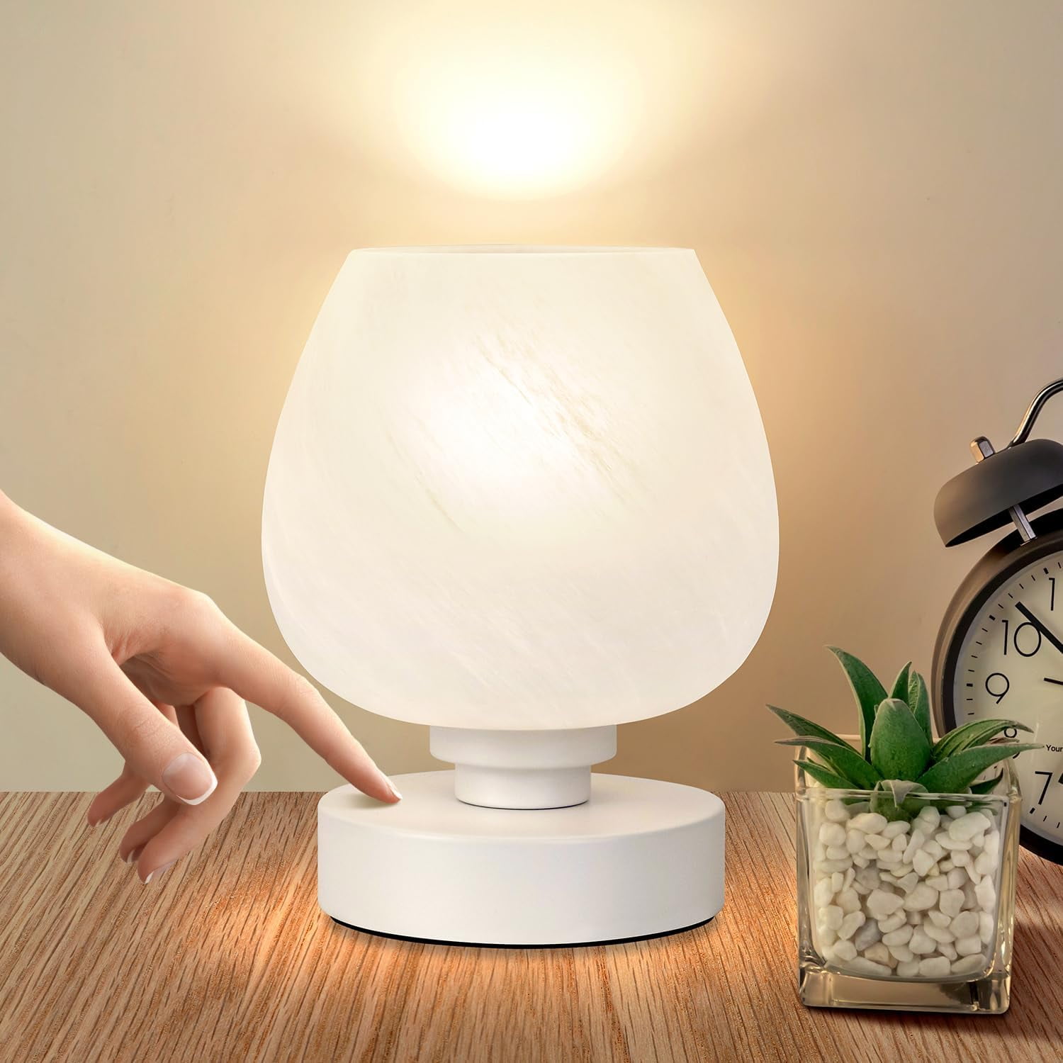 Touch Bedside Table Lamp - Modern Small Lamp for Bedroom Nightstand, 3 ...