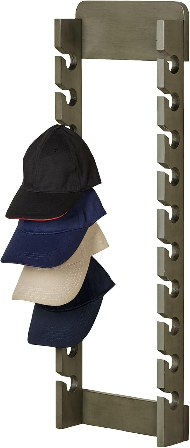 Touch of Class Wooden Ball Cap Display Wall Rack - Gray - Double - 20 ...