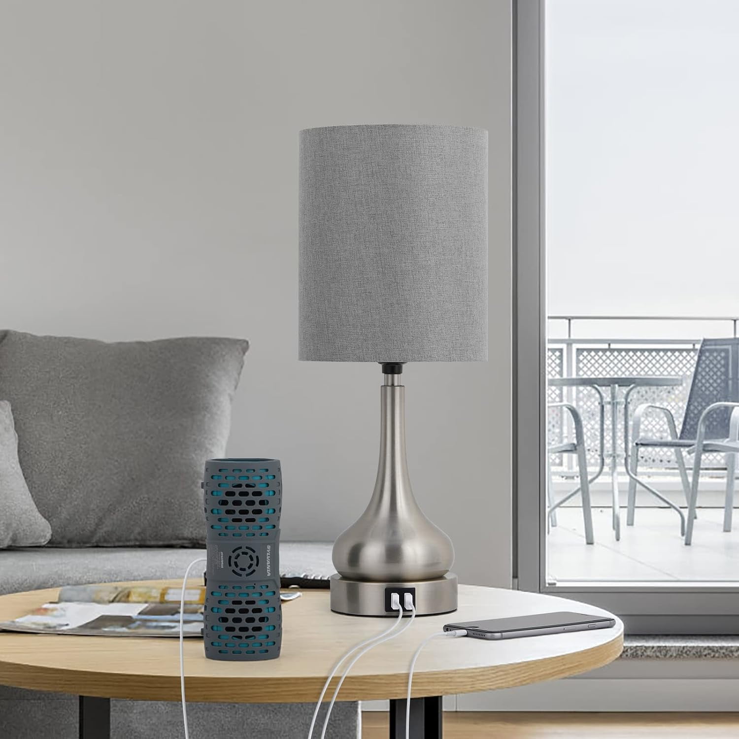 Touch Control Bedside Lamp Set of 2 with Dual Usb and Ac Outlets, Table ...